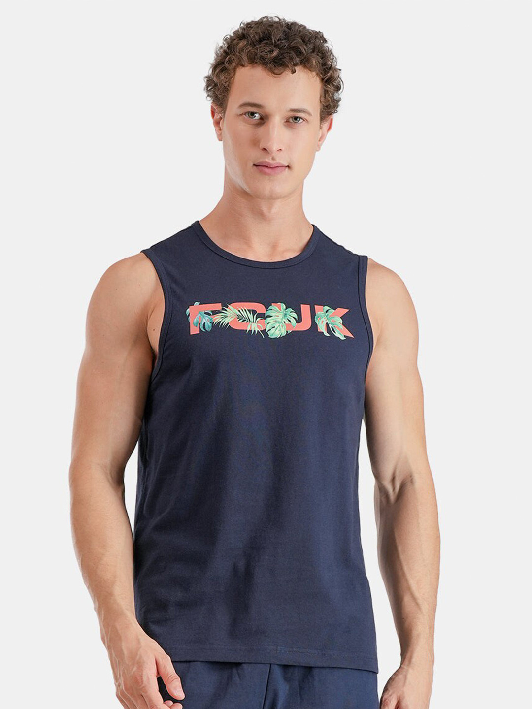 Buy FCUK Printed Pure Cotton Sleeveless Antimicrobial Gym Vests KEN 01 ...