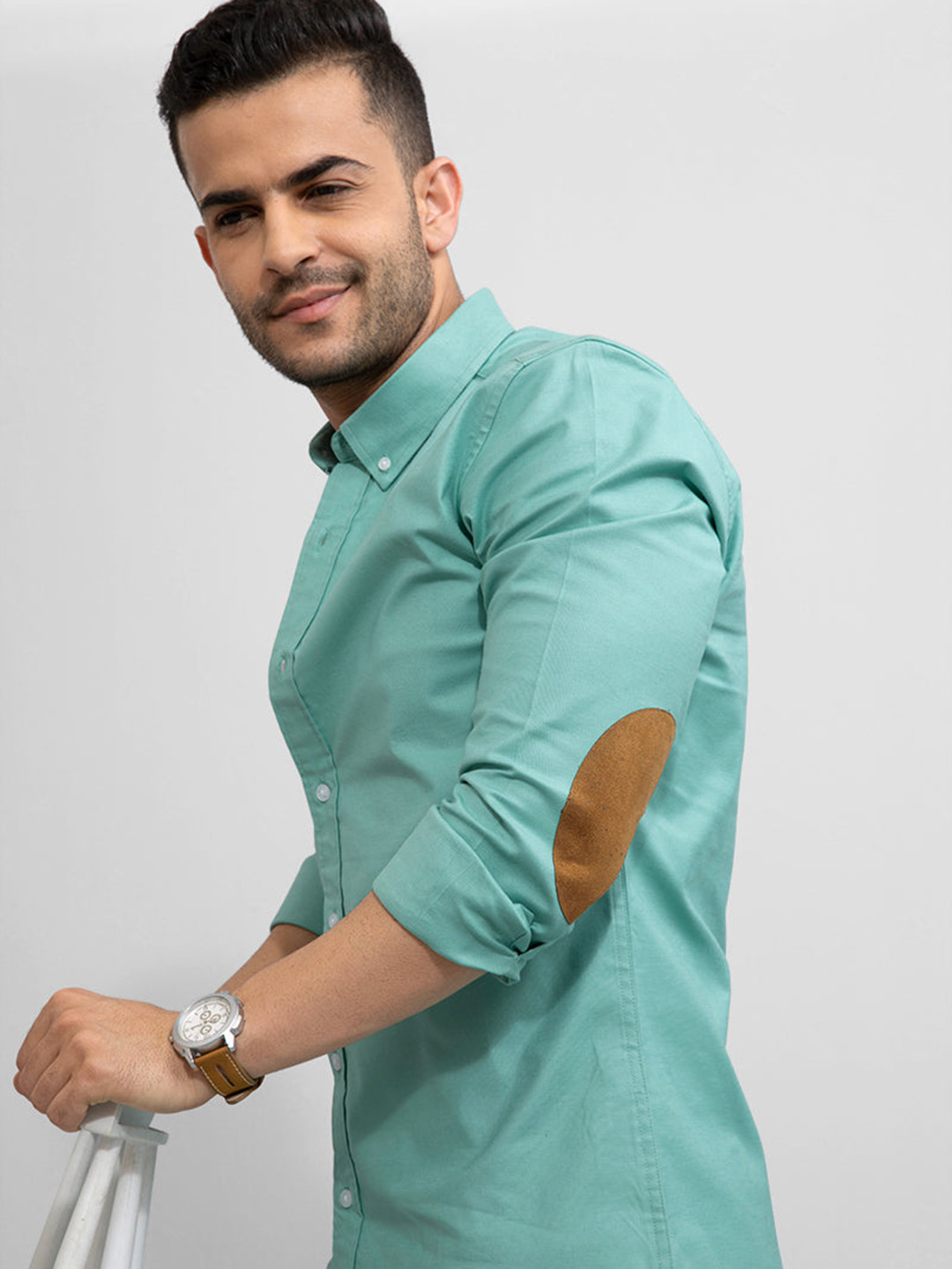 Buy Snitch Green Classic Slim Fit Button Down Collar Cotton Casual ...