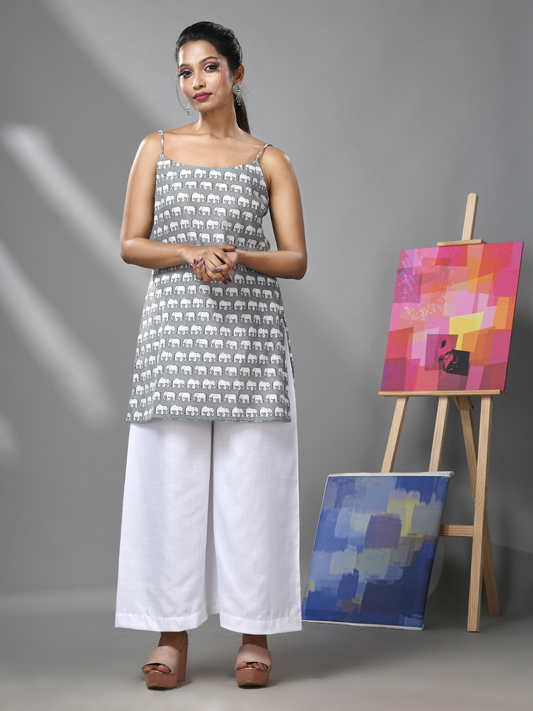 Buy Charukriti Animal Printed Straight Shoulder Straps Pure Cotton ...