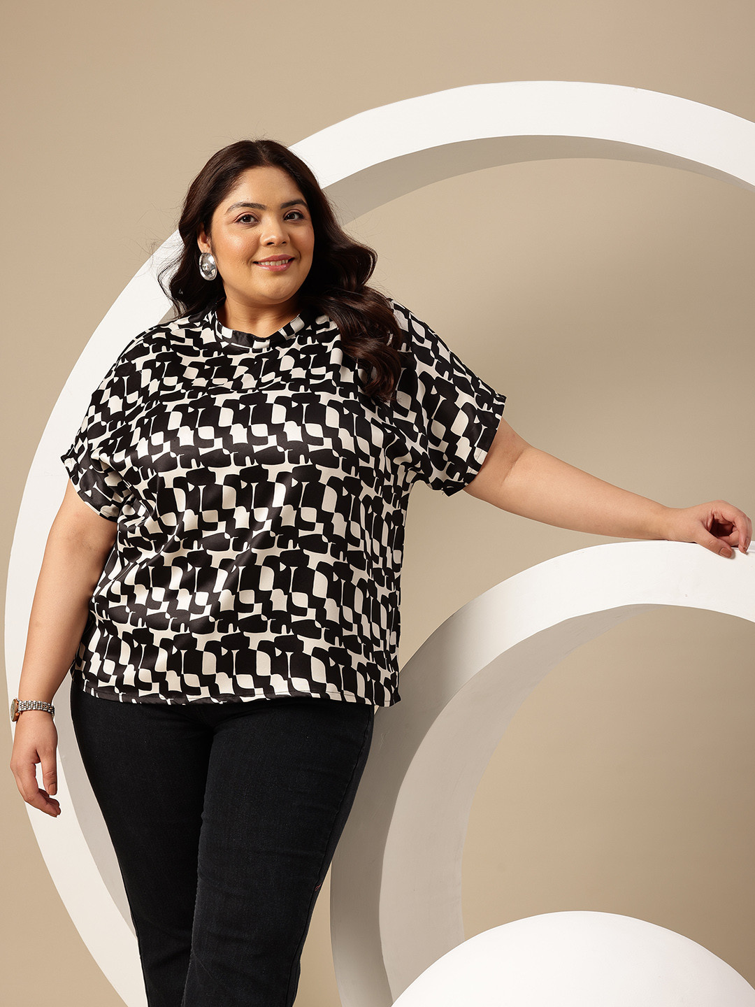 Buy Sztori Plus Size Monochrome Abstract Top - Tops for Women 27047244 ...