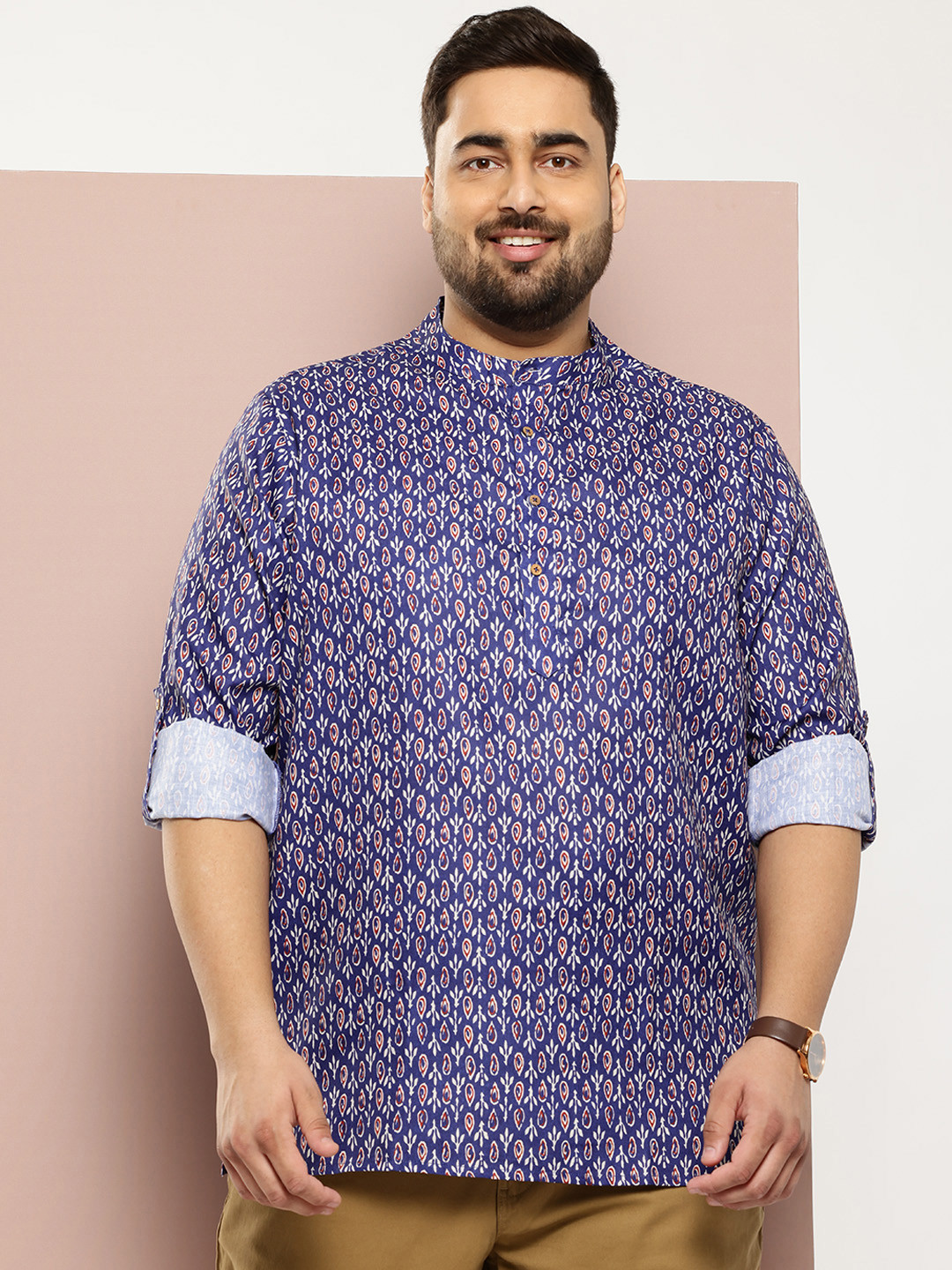 Buy Sztori Plus Size Ethnic Motifs Print Kurta - Kurtas for Men ...