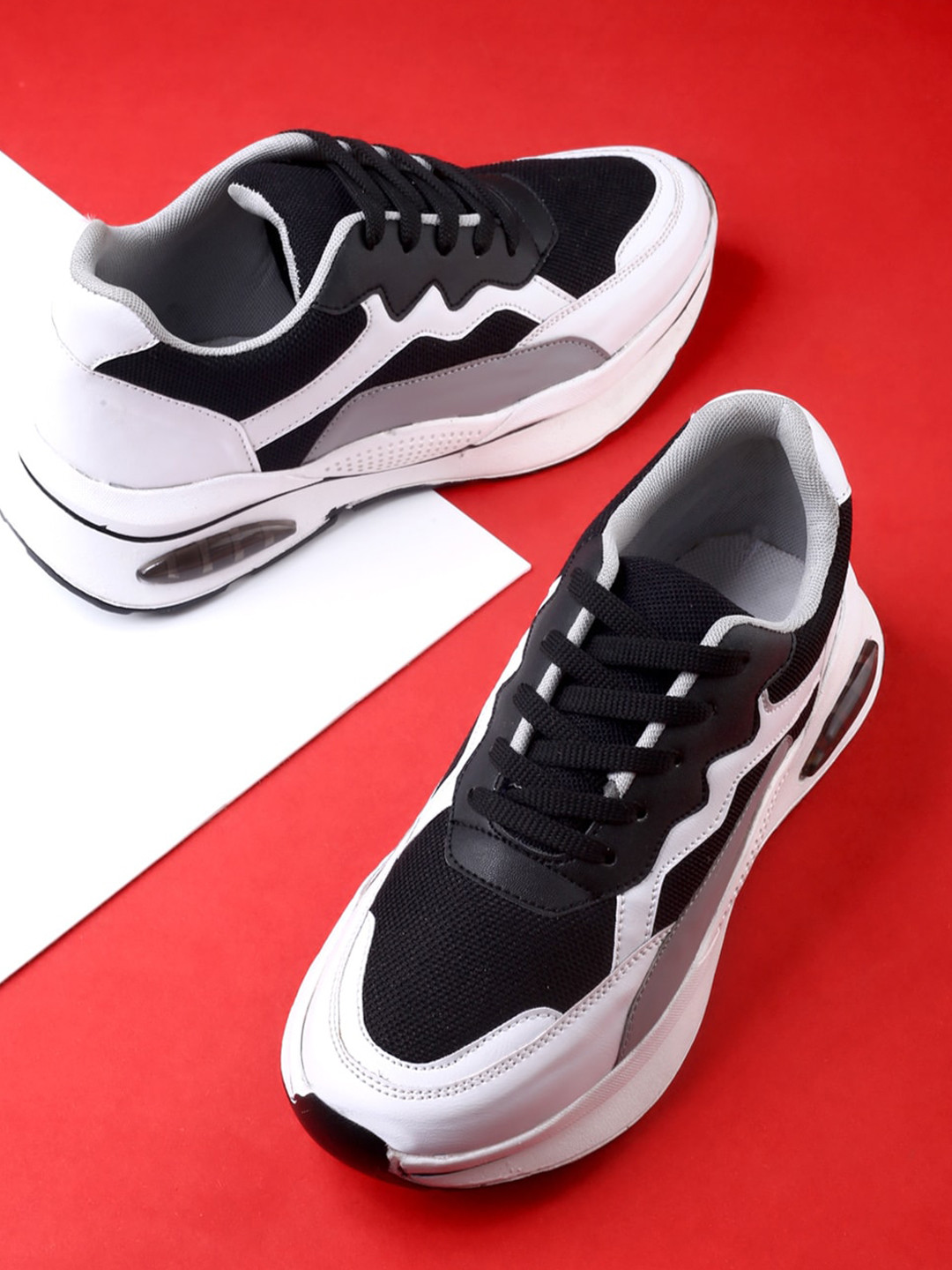 Buy HAKKEL Men Colourblocked Round Toe Lightweight Mesh Sneakers ...