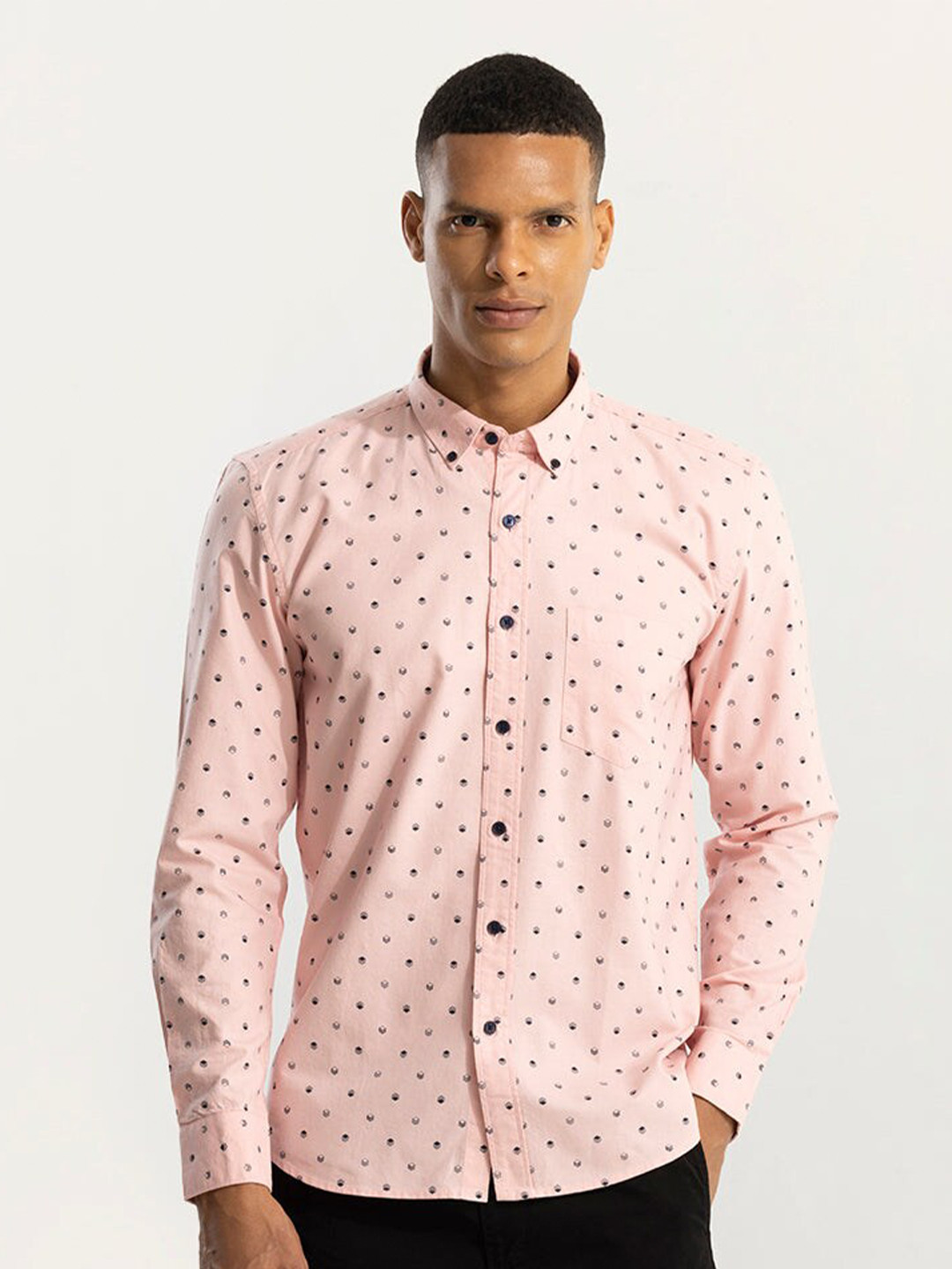 Buy Snitch Pink Geometric Printed Classic Slim Fit Opaque Casual Shirt ...
