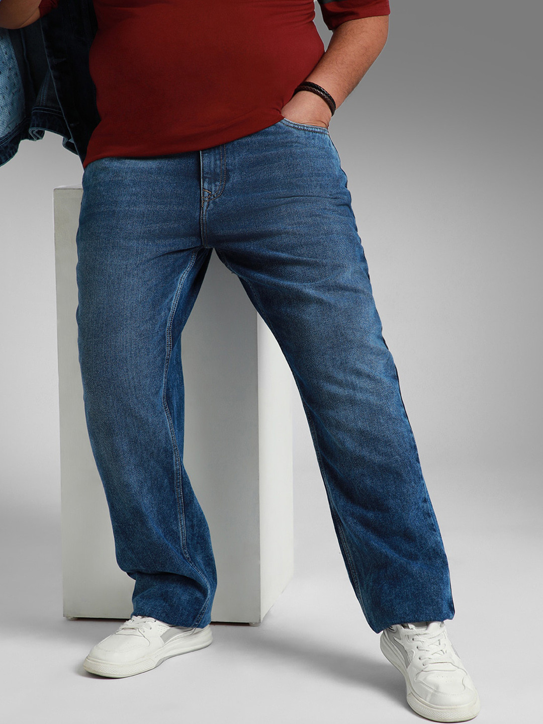 Buy Freeform By High Star Men Plus Size Straight Fit Light Fade Jeans ...