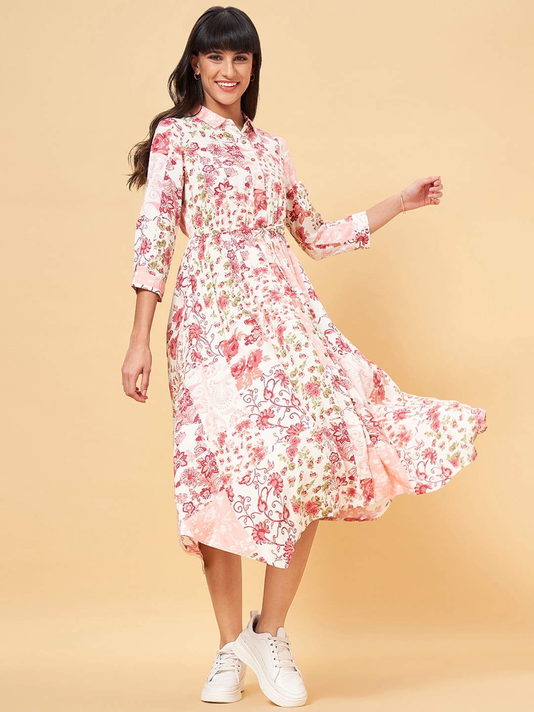 Buy Honey By Pantaloons Floral Printed Shirt Midi Dress Dresses For