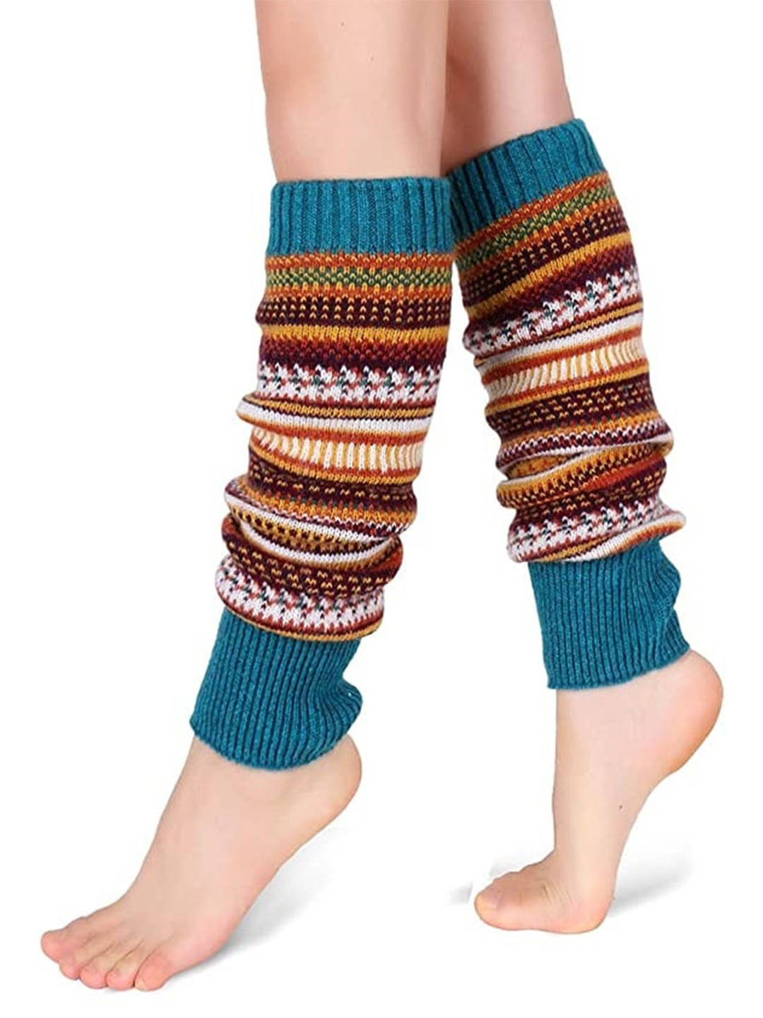 Buy Alexvyan Women Striped Above Knee Winter Leg Warmer Socks - Socks ...