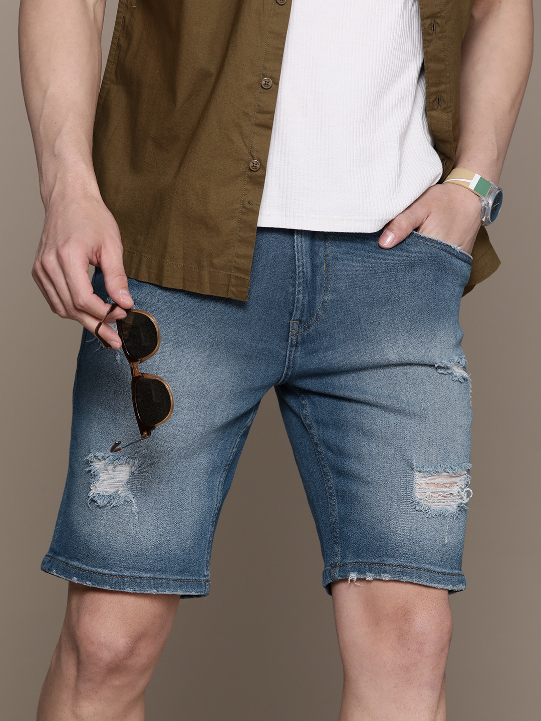 Buy The Roadster Lifestyle Co. Men Slim Fit Washed Distressed Denim ...