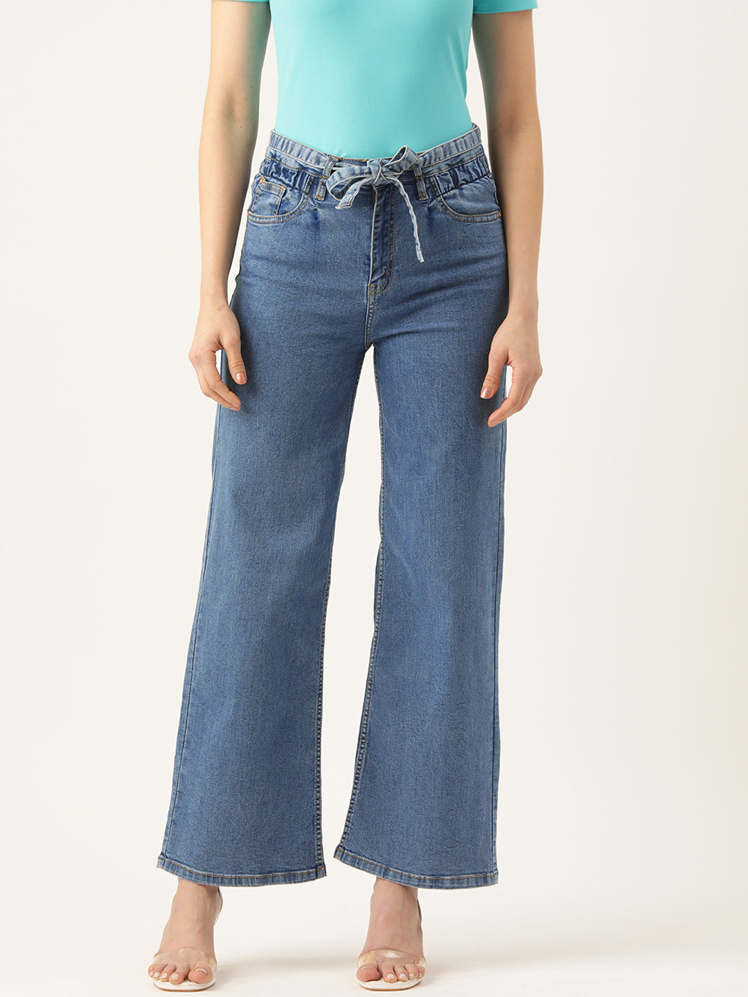 Buy Madame Women Wide Leg High Rise Stretchable Jeans - Jeans for Women ...