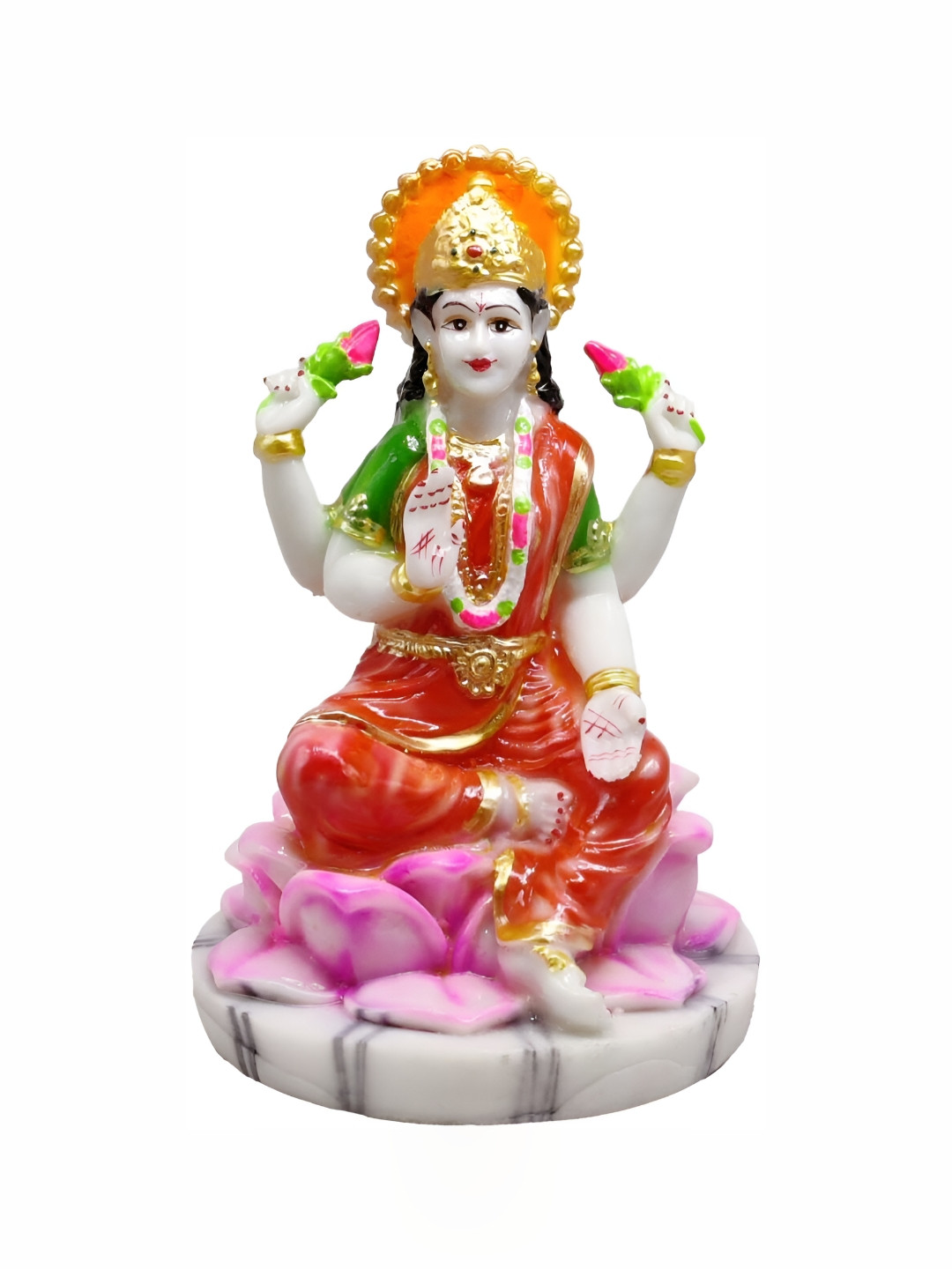 Buy Krishnagallery1 White & Pink Lakshmi Mata Idol Marble Showpiece ...