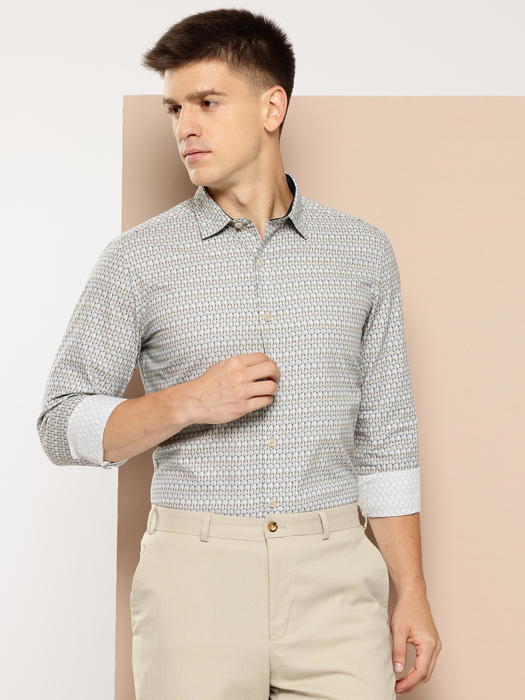 Buy INVICTUS Men Slim Fit Printed Pure Cotton Formal Shirt - Shirts for ...