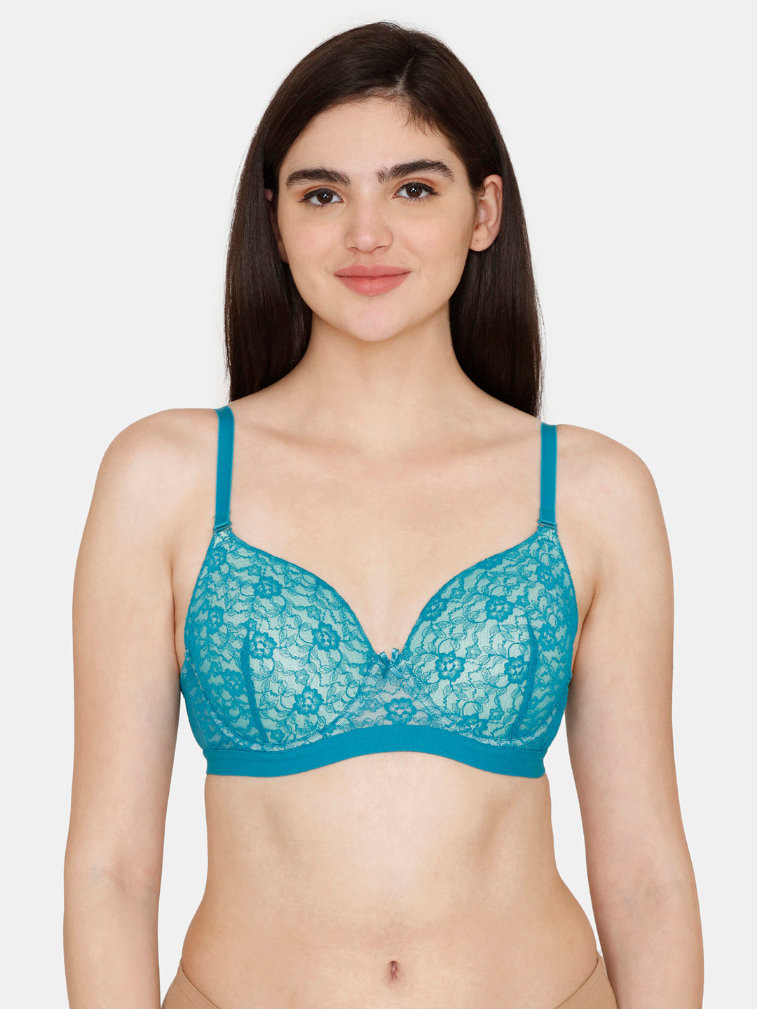 Buy Zivame Floral Full Coverage Underwired Lightly Padded Bralette Bra With All Day Comfort ...
