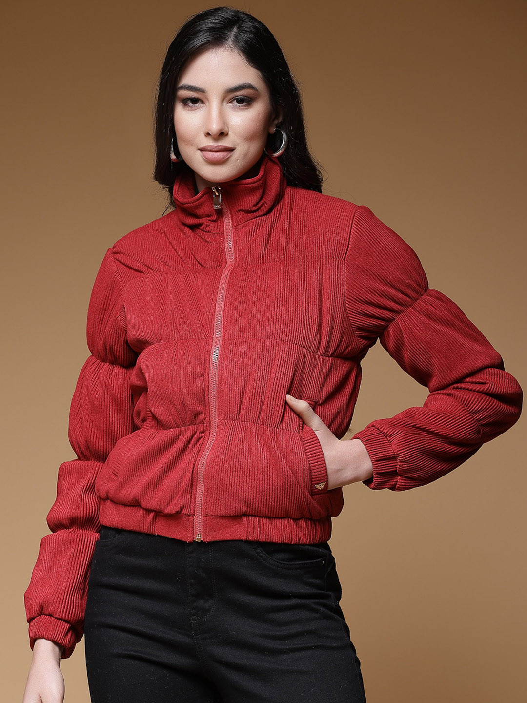 Buy Juelle Mock Collar Puffer Jacket - Jackets for Women 27089476 | Myntra