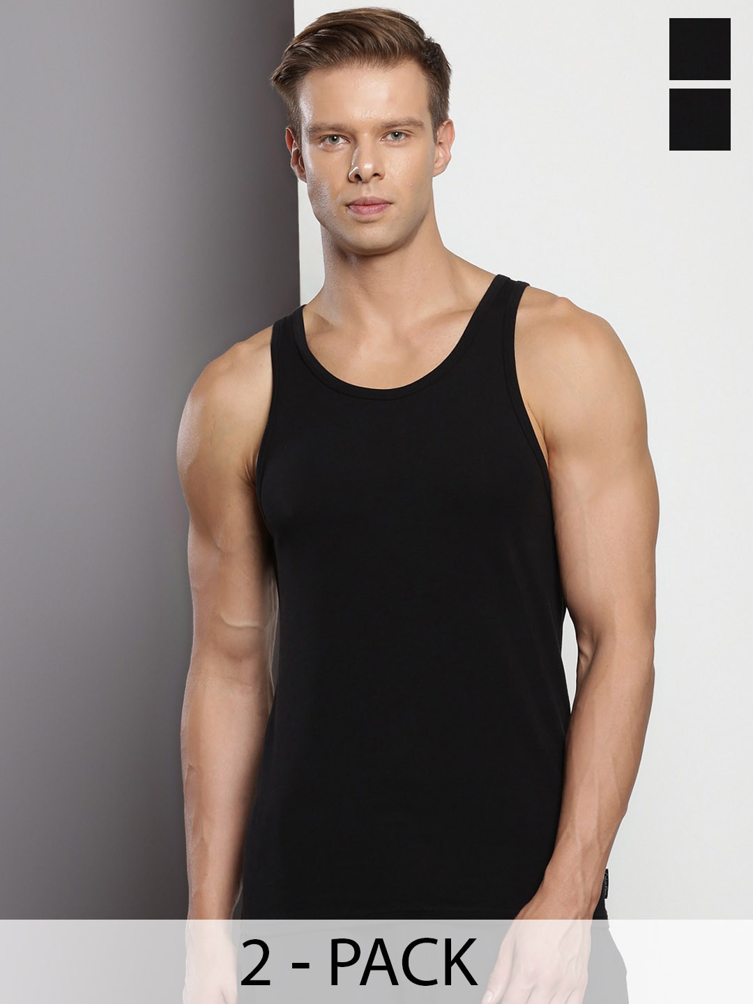 Buy Calvin Klein Underwear Pack Of 2 Round Neck Sleeveless Tank Vests ...