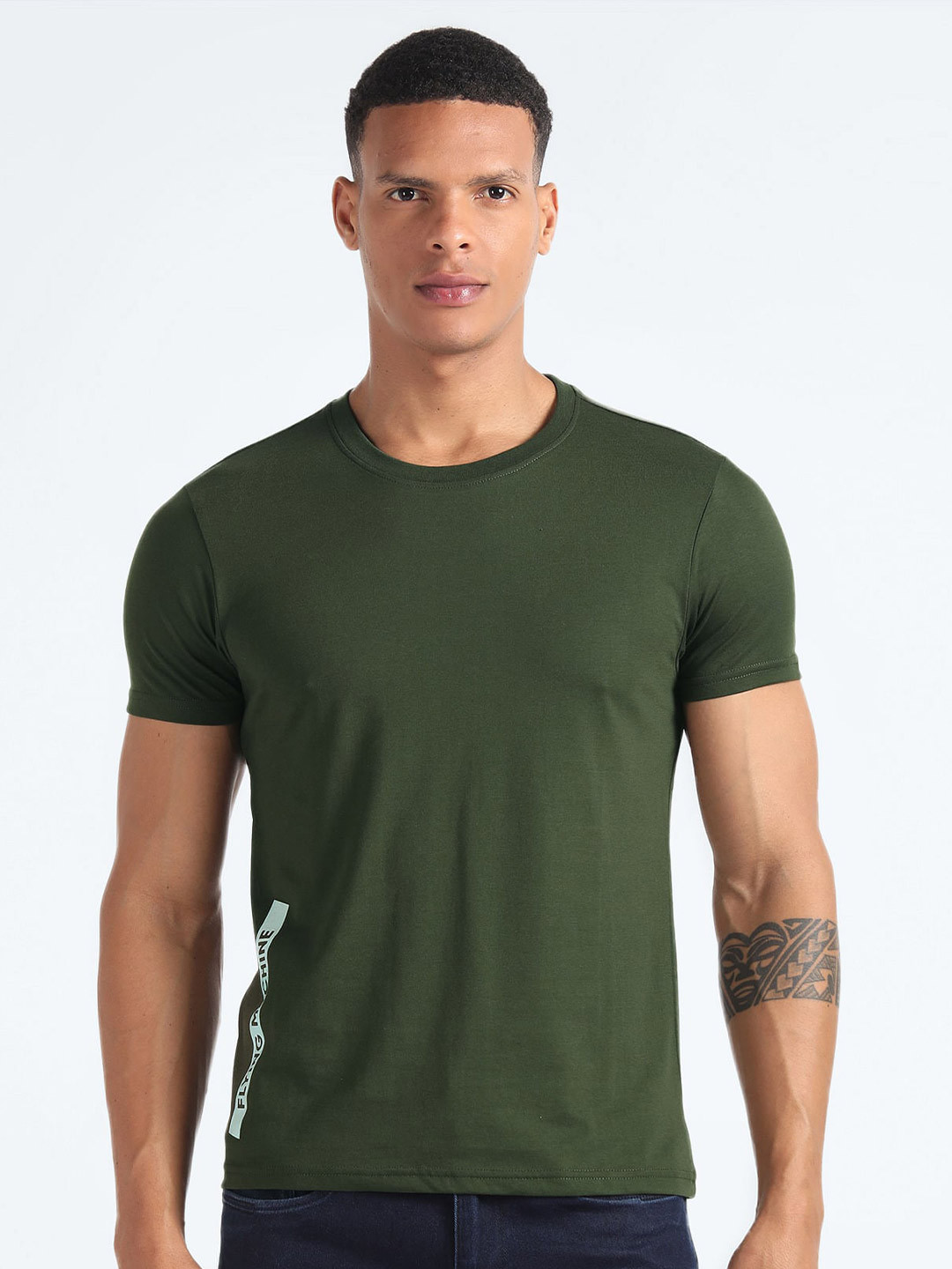 Buy Flying Machine Brand Logo Printed Round Neck Slim Fit T Shirt ...