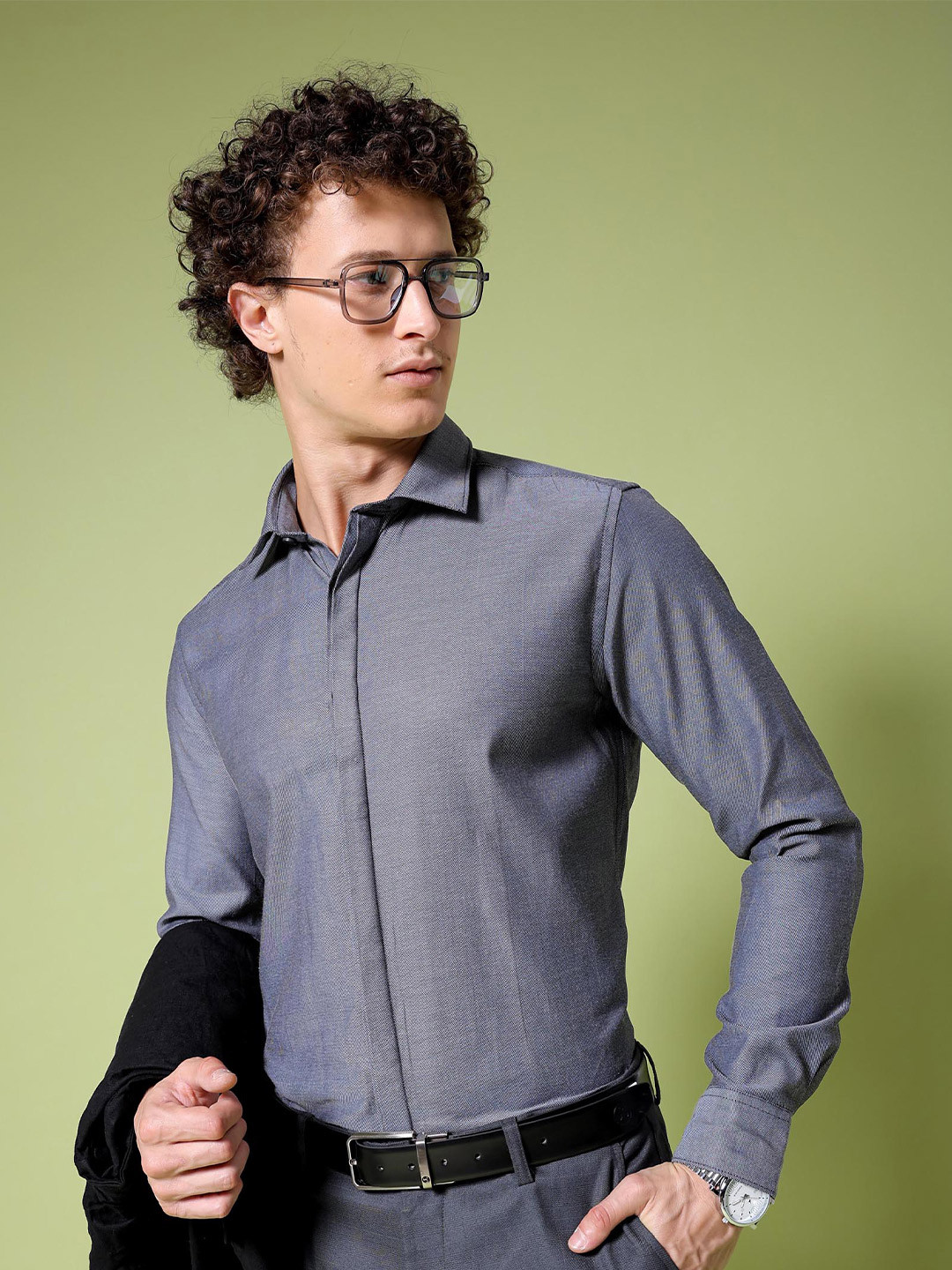 Buy The Indian Garage Co. X Luxe Slim Fit Opaque Cotton Formal Shirt ...