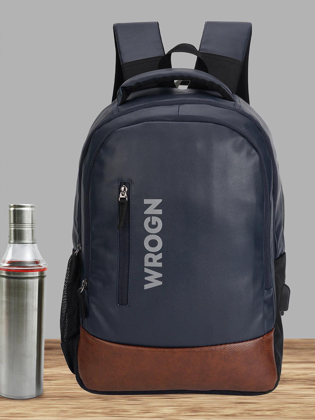 Buy WROGN Unisex Brand Logo Backpack With USB Charging Port - Backpacks ...