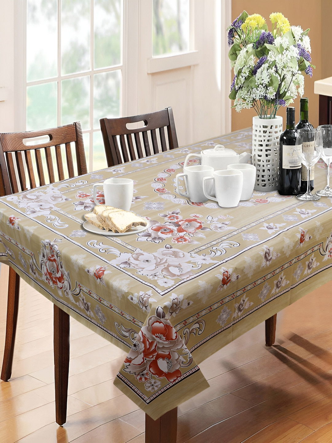 Buy Dakshya Industries Lime Green Floral Textured Waterproof 6 Seater ...