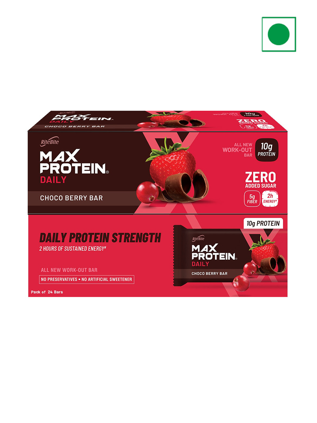 Buy Ritebite Max Protein Pack Of 24 Choco Berry Protein Bars 1200 Gm ...