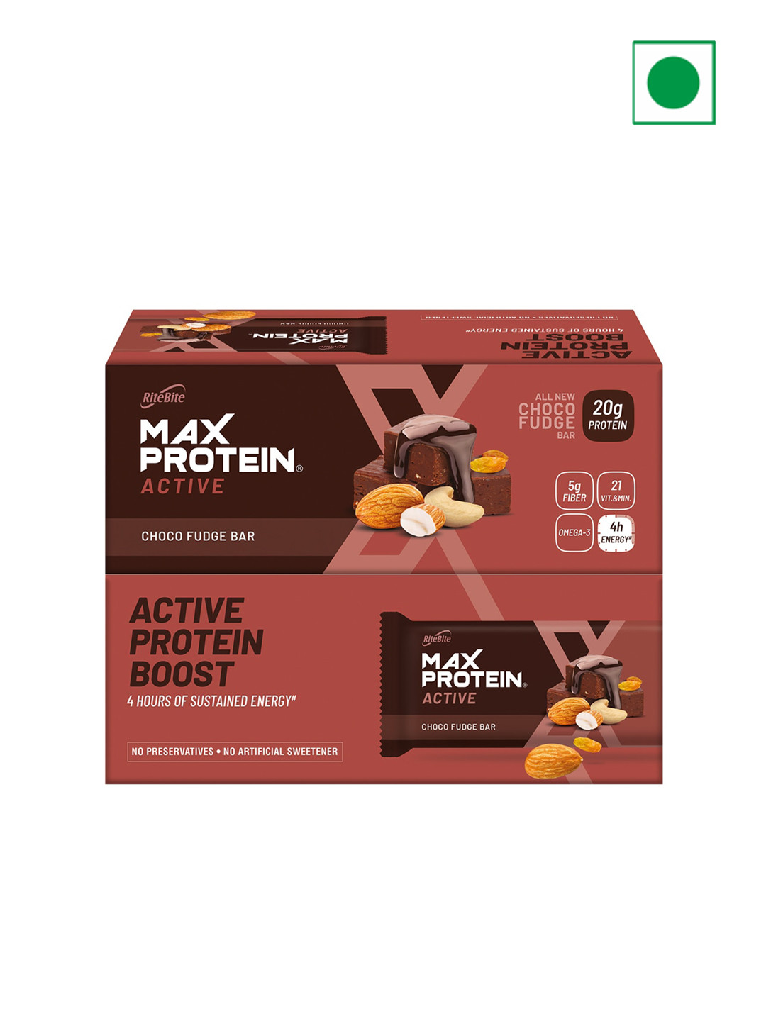 Buy Ritebite Max Protein Pack Of 12 Active Choco Fudge Protein Bar 900 ...