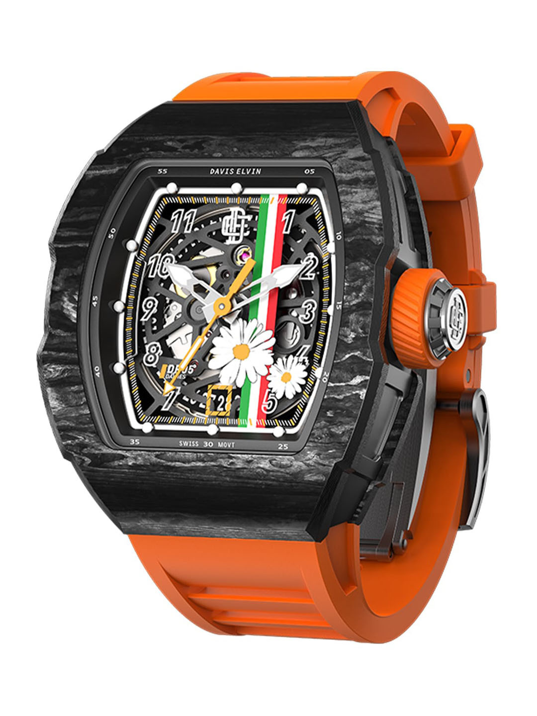 Buy DAVIS ELVIN Unisex Printed Dial & Straps Analogue Automatic Motion ...