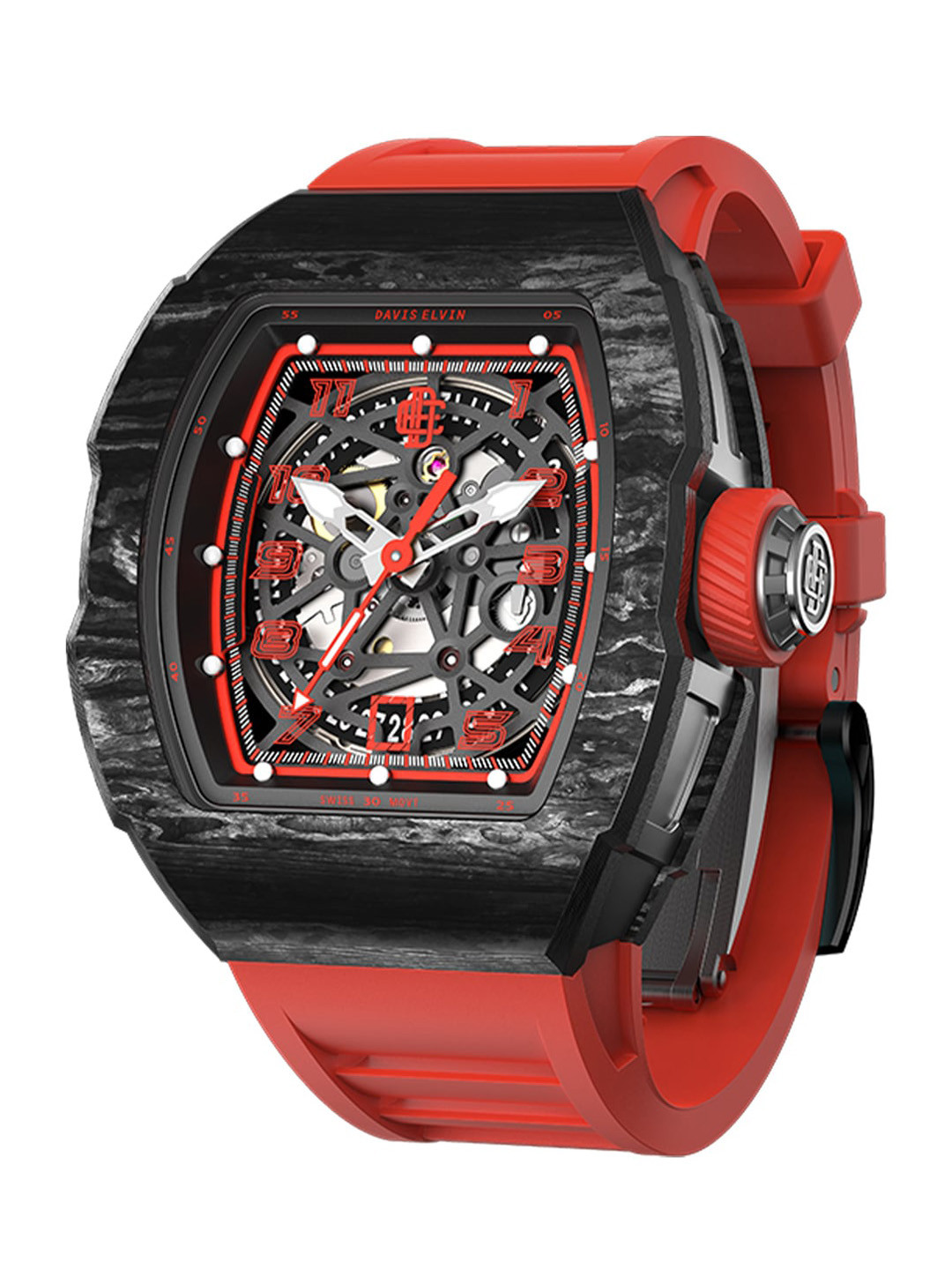 Buy DAVIS ELVIN Unisex Skeleton Dial Analogue Automatic Motion Powered ...