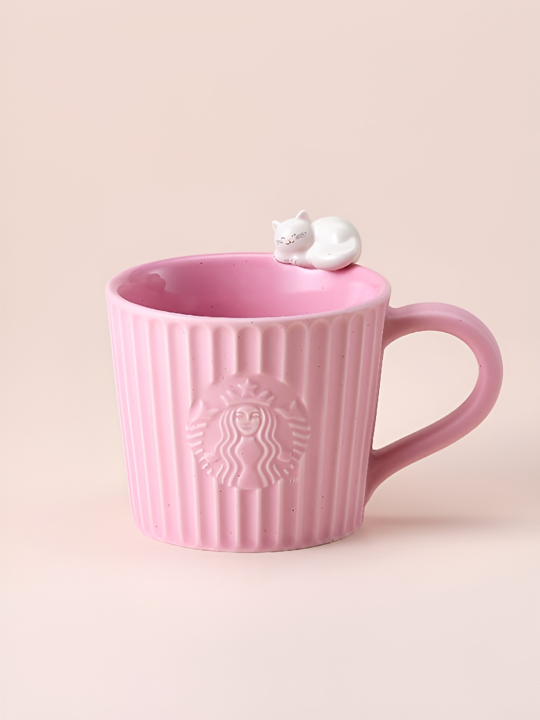 Buy Starbucks Pink & White Textured Ceramic Matte Finished Mug 296 Ml ...