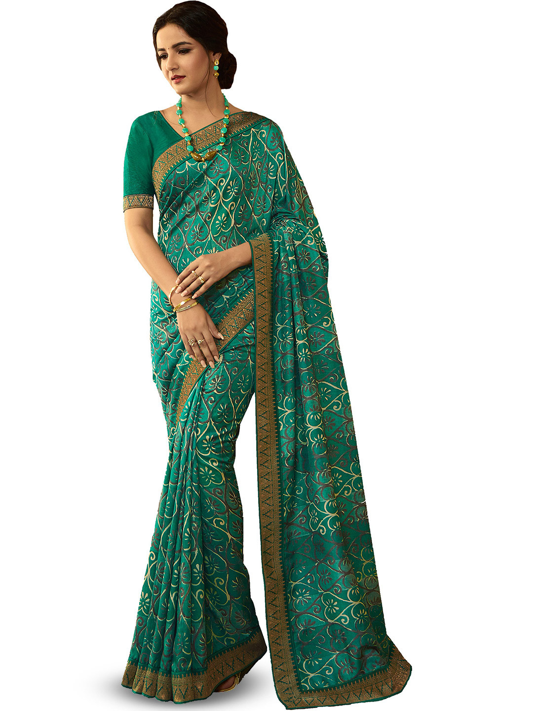 Buy ROOP SUNDARI SAREES Floral Printed Georgette Saree - Sarees for ...