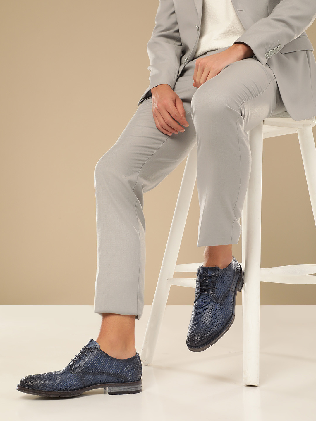 Buy Bugatti Ben Comfort Men Textured Leather Formal Derbys - Formal ...