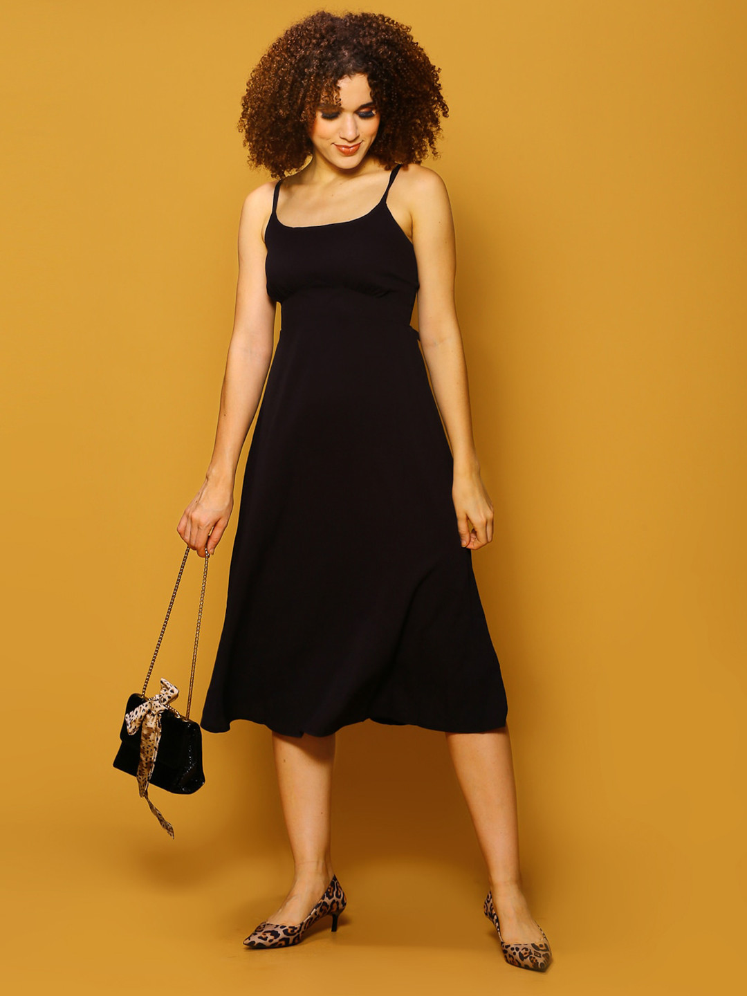 Buy Sera Classics Self Design Shoulder Strap Empire Midi Dress - Dresses for Women 27127446 | Myntra