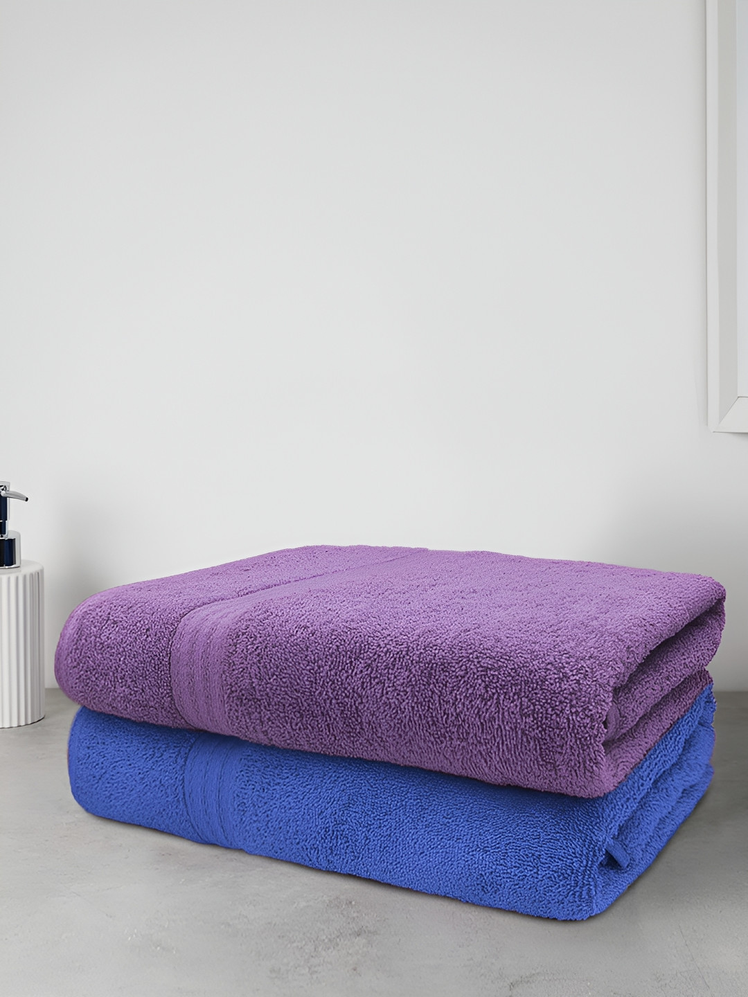 Buy Aura Blue & Purple 2 Pieces Terry Cotton 500 GSM Towel Set - Towel ...