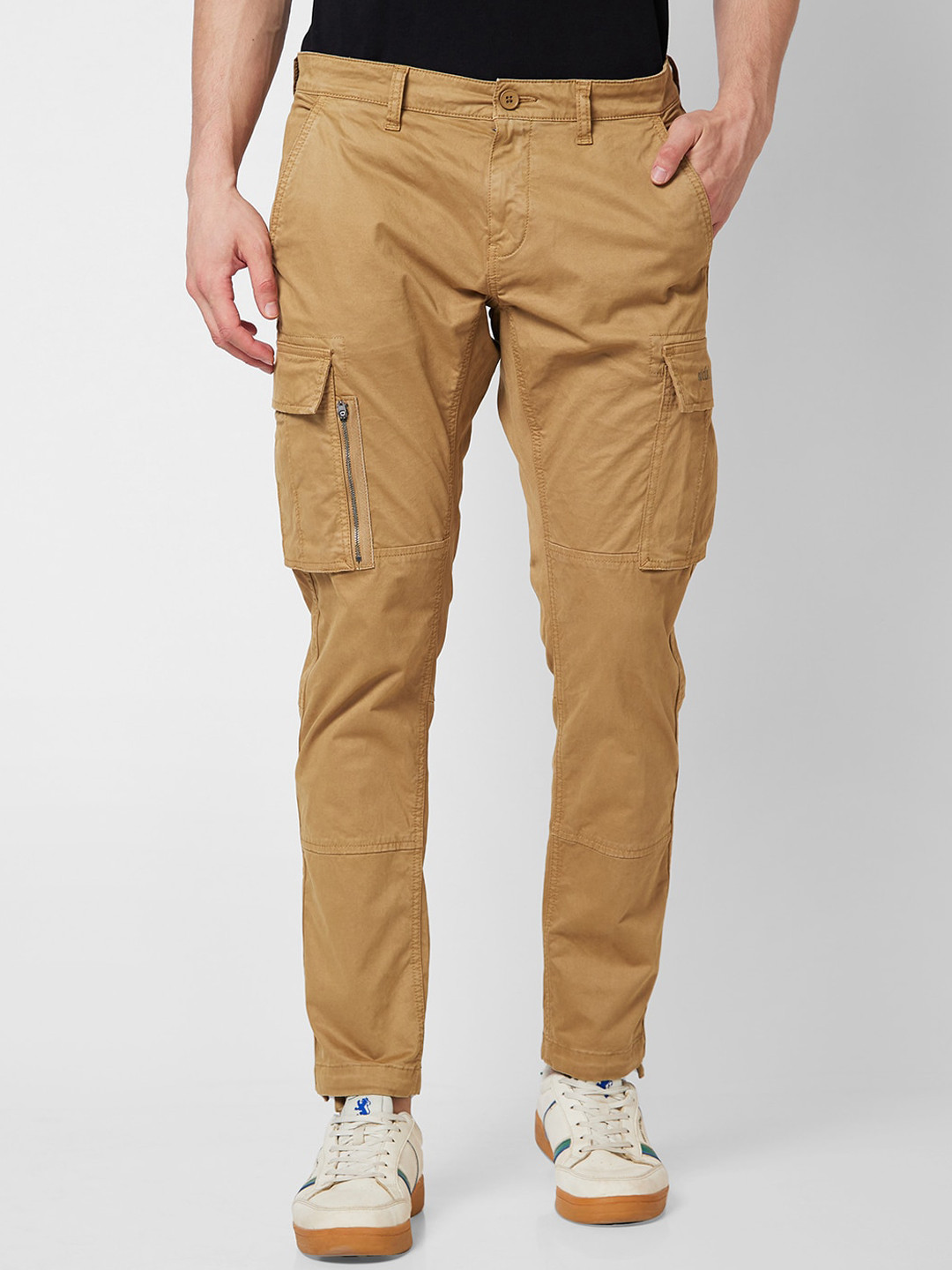 Buy SPYKAR Men Mid Rise Regular Fit Cargos Cotton Trousers - Trousers ...
