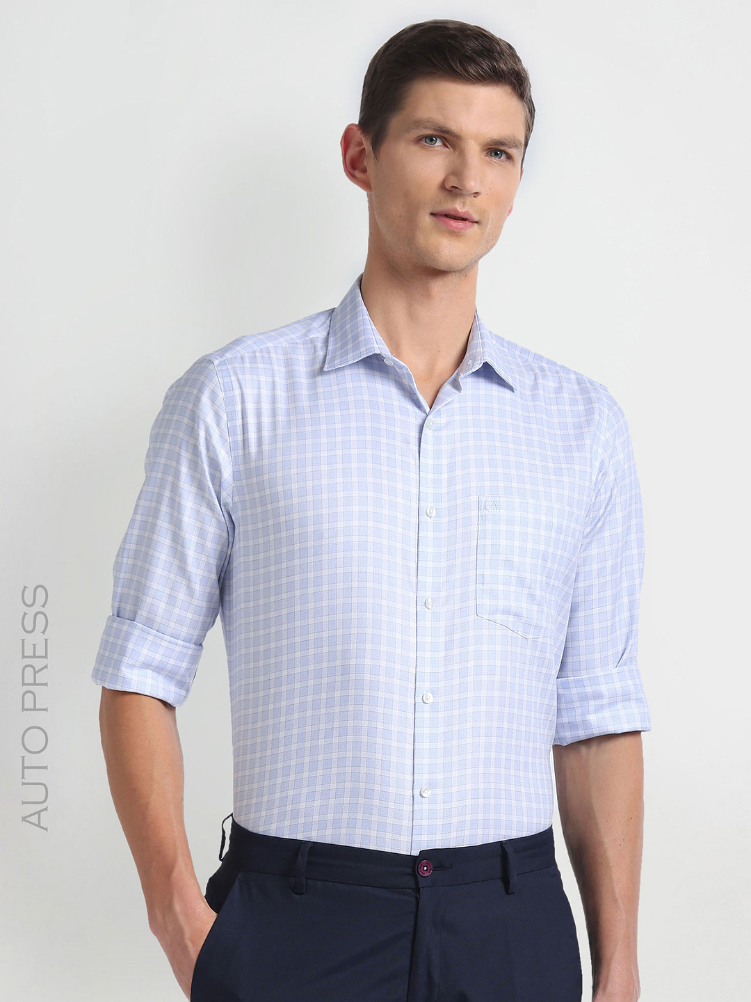 Buy Arrow Grid Tattersall Checked Printed Cutaway Collar Twill Weave ...