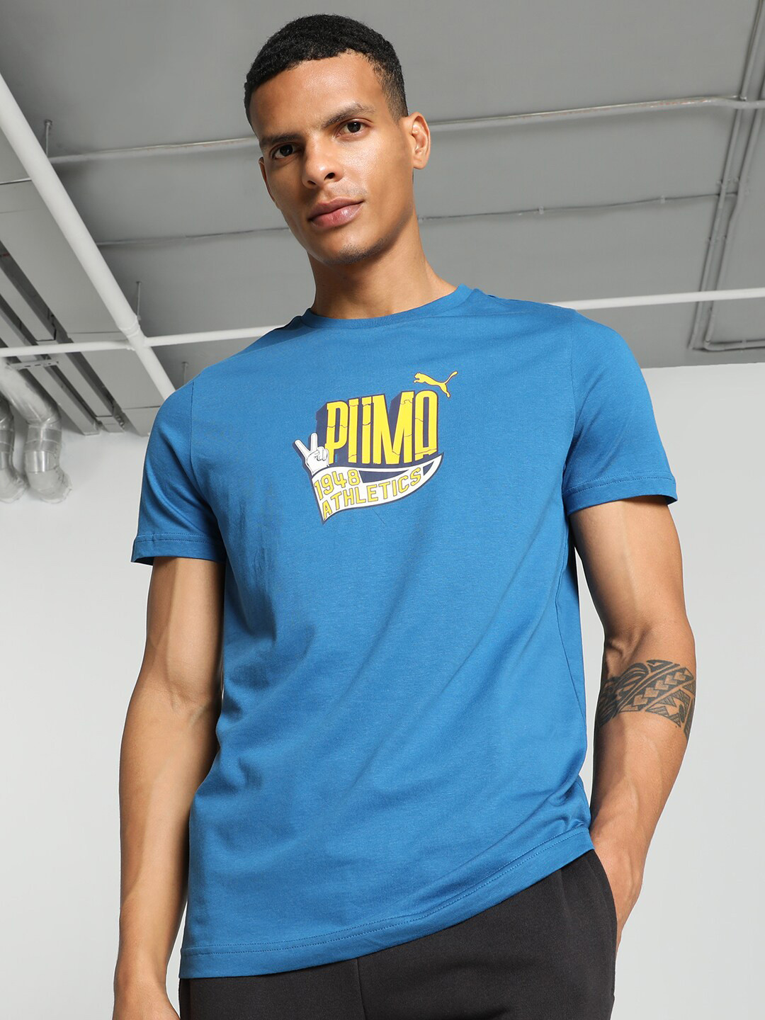 Buy Puma Sport Graphic Printed Slim Fit Cotton T Shirt - Tshirts for ...