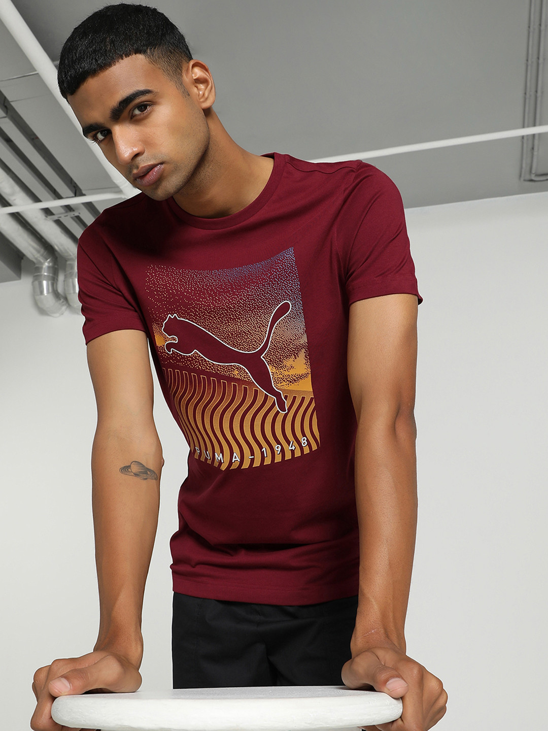 Buy Puma Modern Graphic Printed Cotton Slim Fit Tshirt - Tshirts for ...