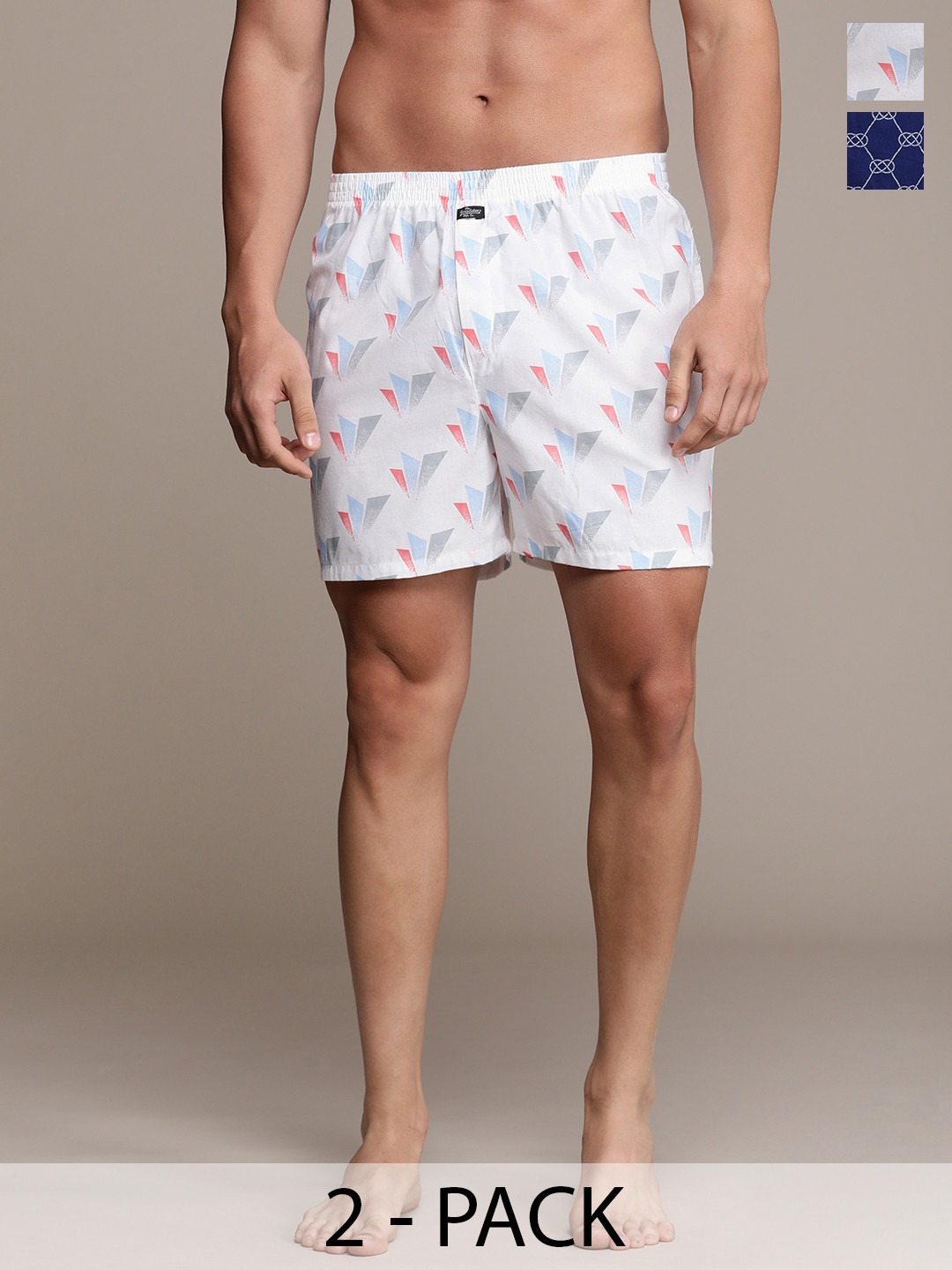 Buy Roadster Men Set Of 2 Printed Pure Cotton Boxers - Boxers for Men ...