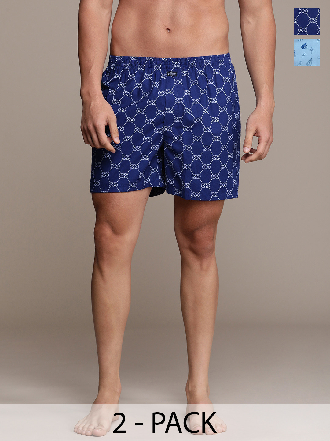Buy Roadster Men Set Of 2 Printed Pure Cotton Boxers - Boxers for Men ...