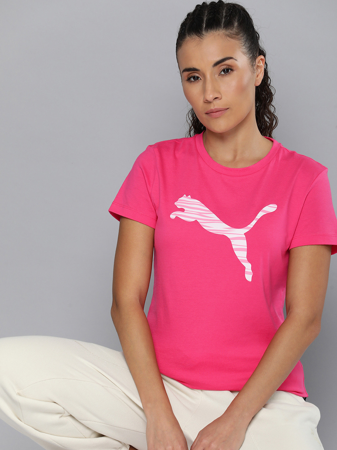 Buy Puma Brand Logo Printed Pure Cotton T Shirt - Tshirts for Women ...