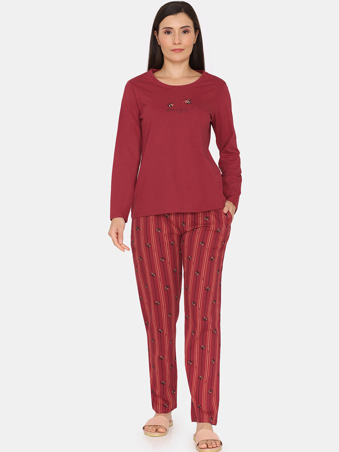 Buy Zivame Conversational Printed Pure Cotton Night Suit - Night Suits ...
