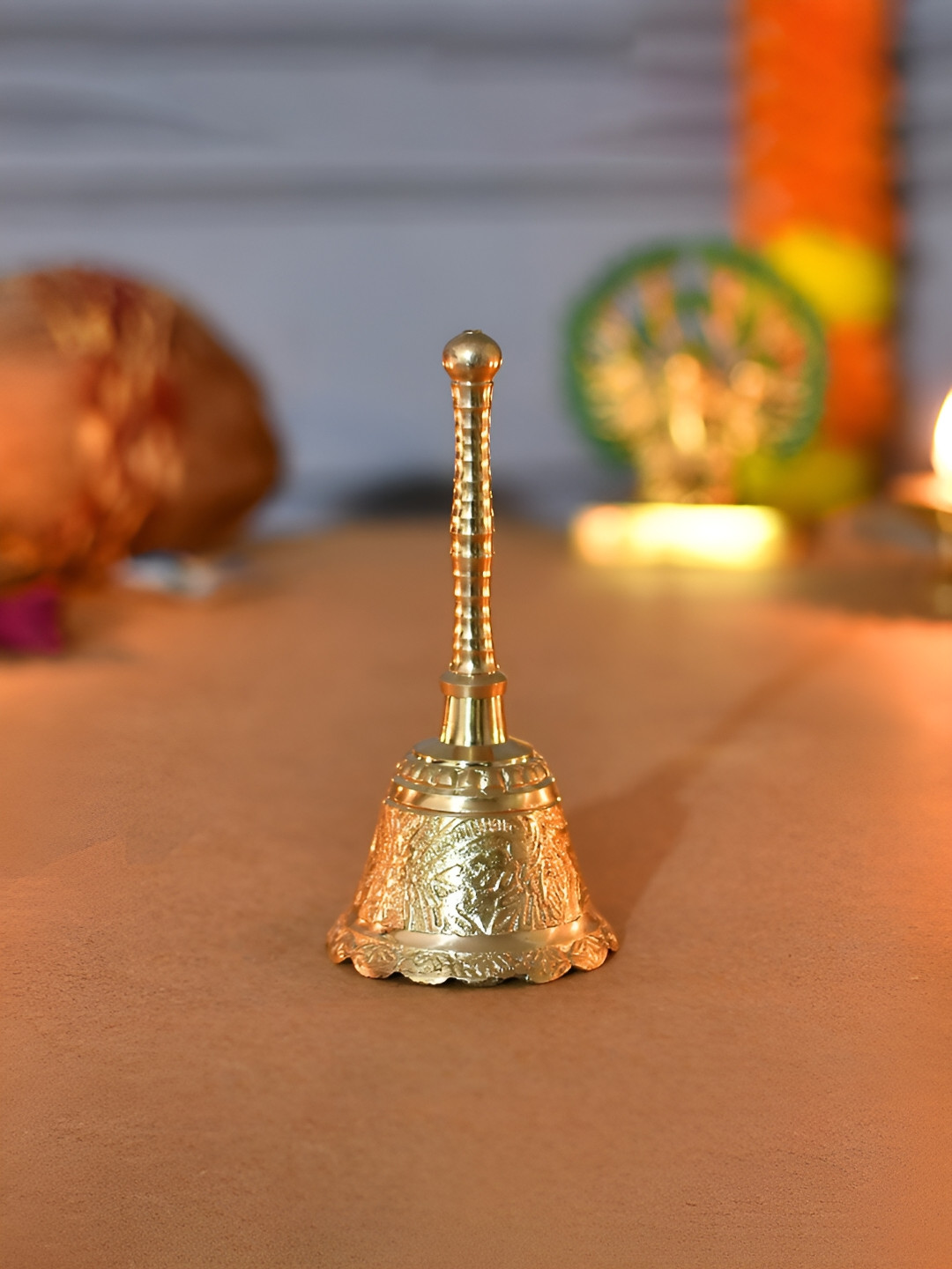 Buy CraftVatika Gold Toned Brass Pooja Bell - Pooja Essentials for ...
