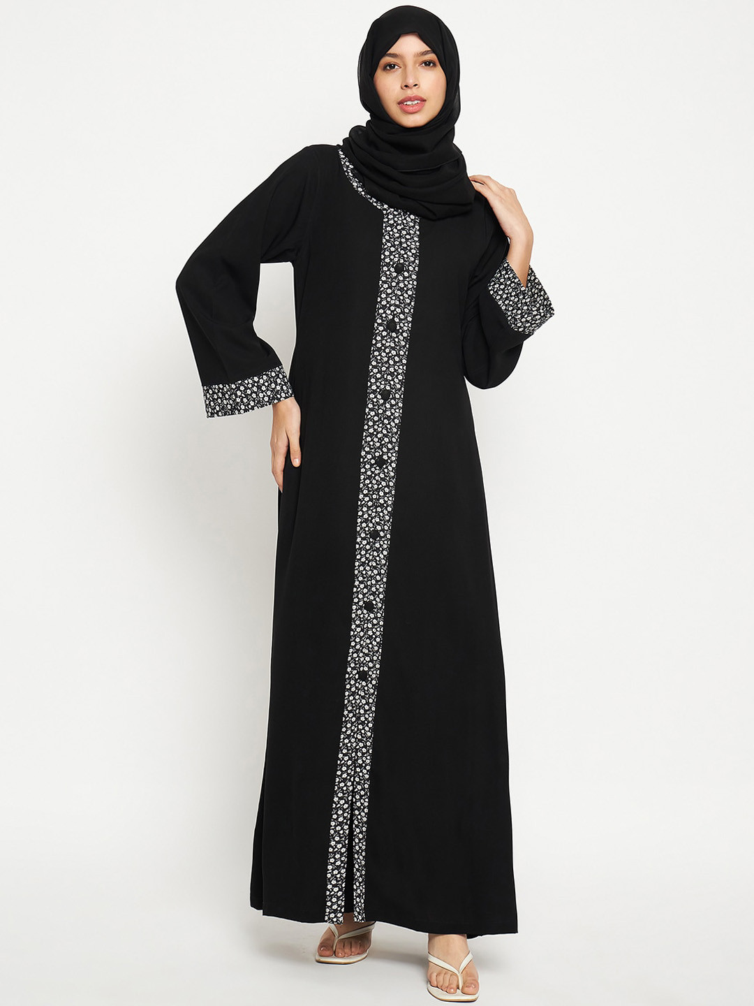 Buy NABIA Women Solid A Line Abaya Burqa With Side Pockets - Burqas for ...