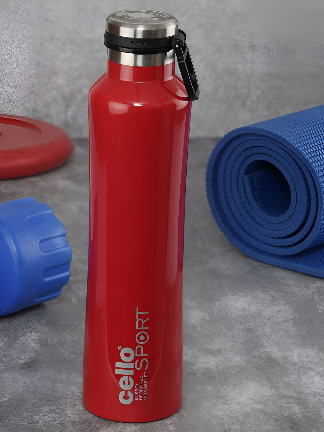 Buy Cello Red Typography Printed Stainless Steel Double Wall Vacuum Water Bottle 800 Ml - Water ...