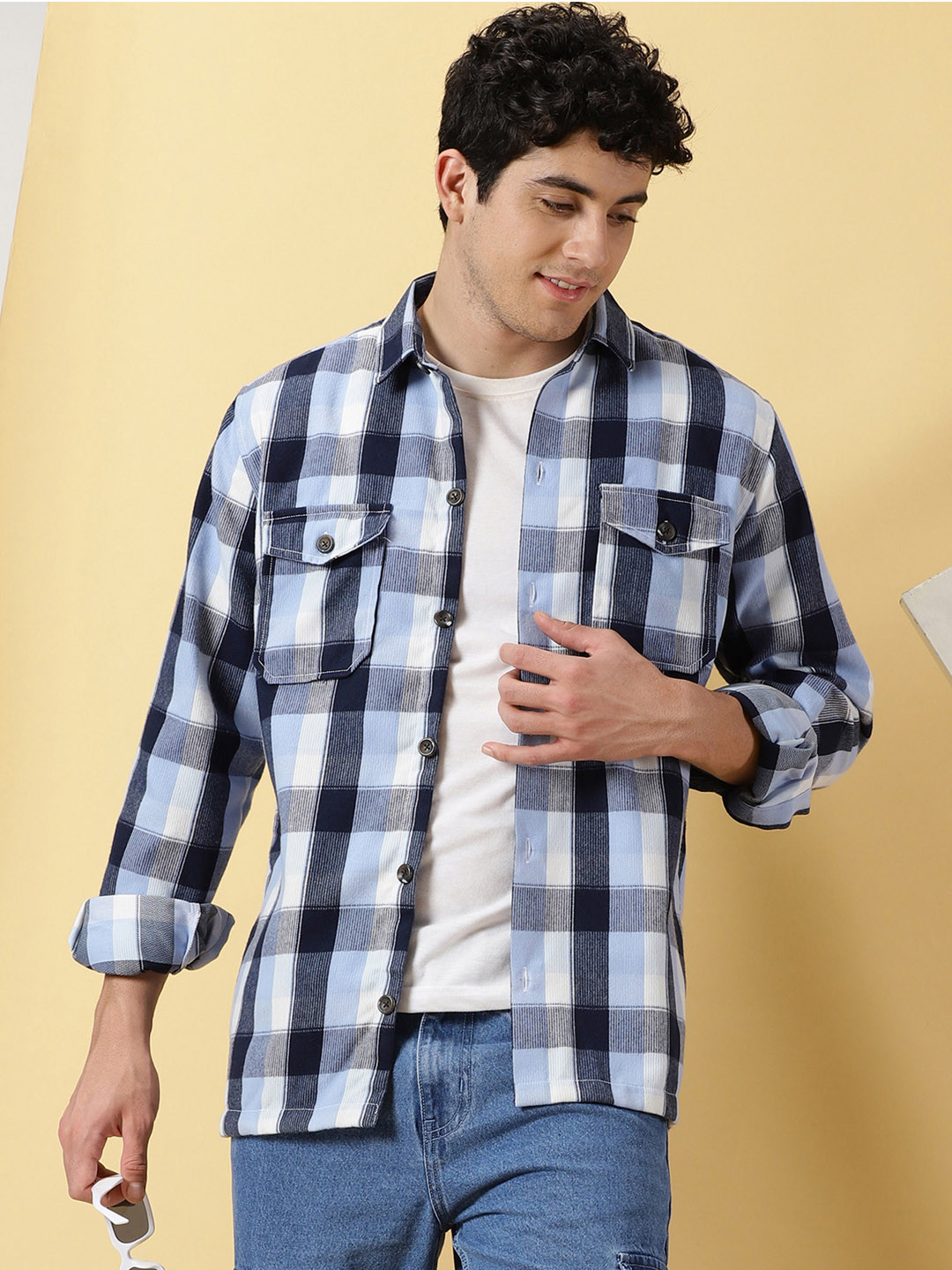 Buy Thomas Scott Checked Cotton Premium Corduroy Oversized Shackets ...