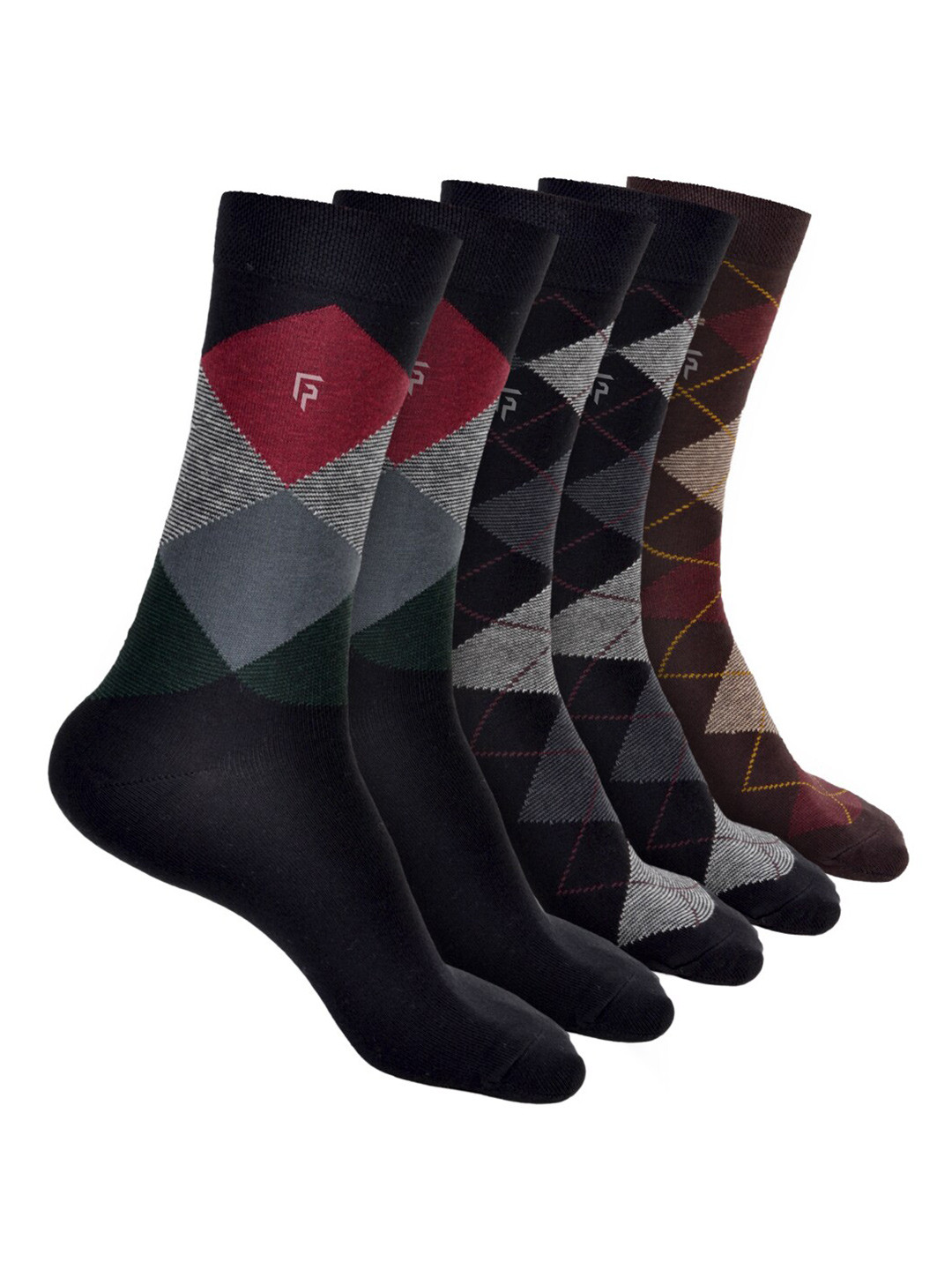 Buy FOOTPRINT Men 5 Pairs Printed Anti Odour Organic Cotton Calf Length ...