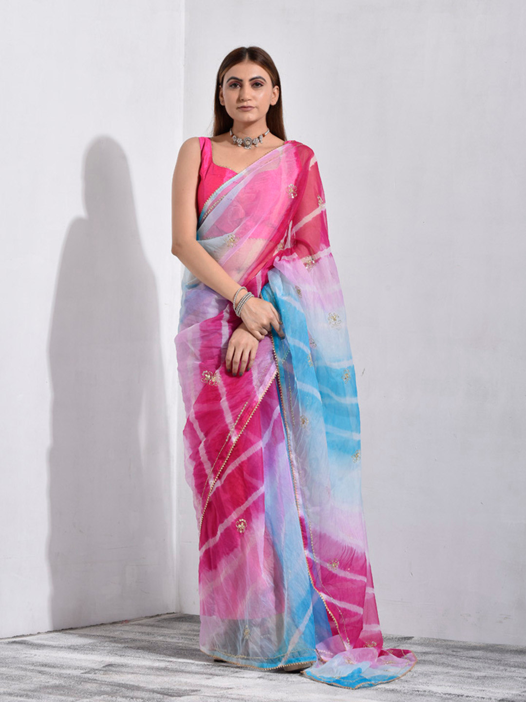 Buy Sutra Attire Striped Leheriya Tissue Saree - Sarees for Women ...