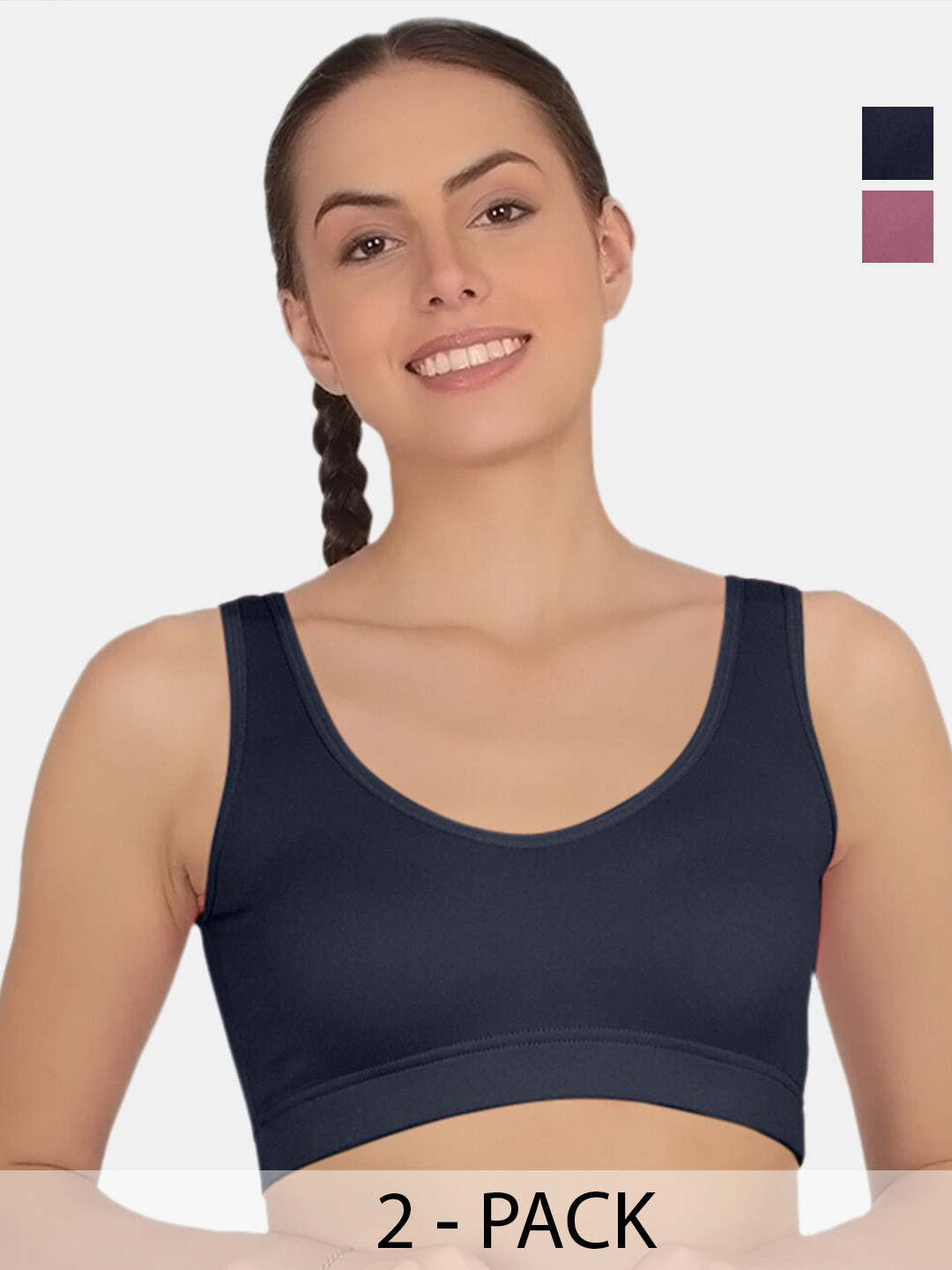 Buy POOJA RAGENEE Pack Of 2 Full Coverage Anti Odour Workout Bra With ...