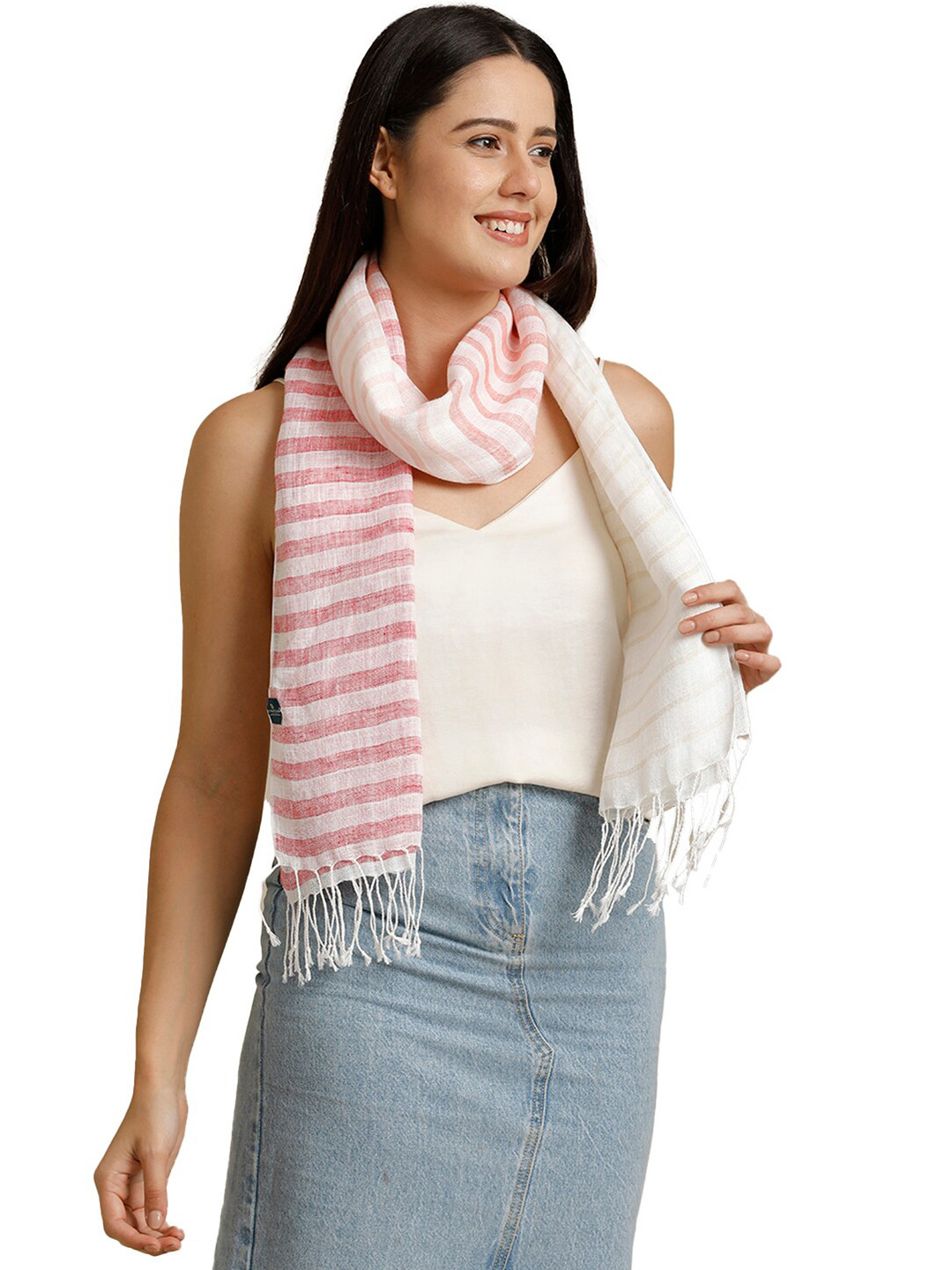 Buy Linen Club Unisex Striped Pure Linen Stole - Stoles for Unisex ...