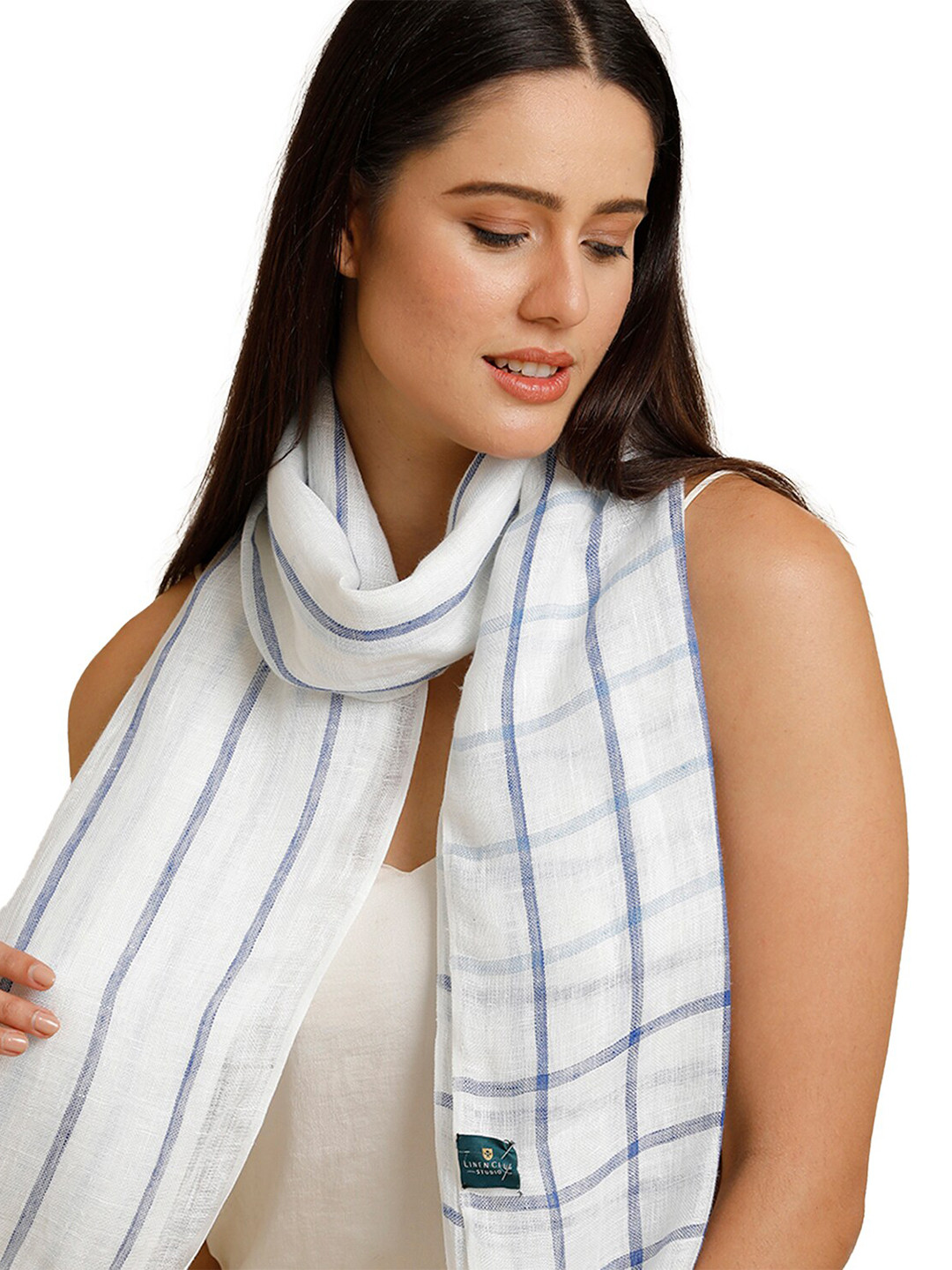 Buy Linen Club Unisex Striped Pure Linen Stole - Stoles for Unisex ...