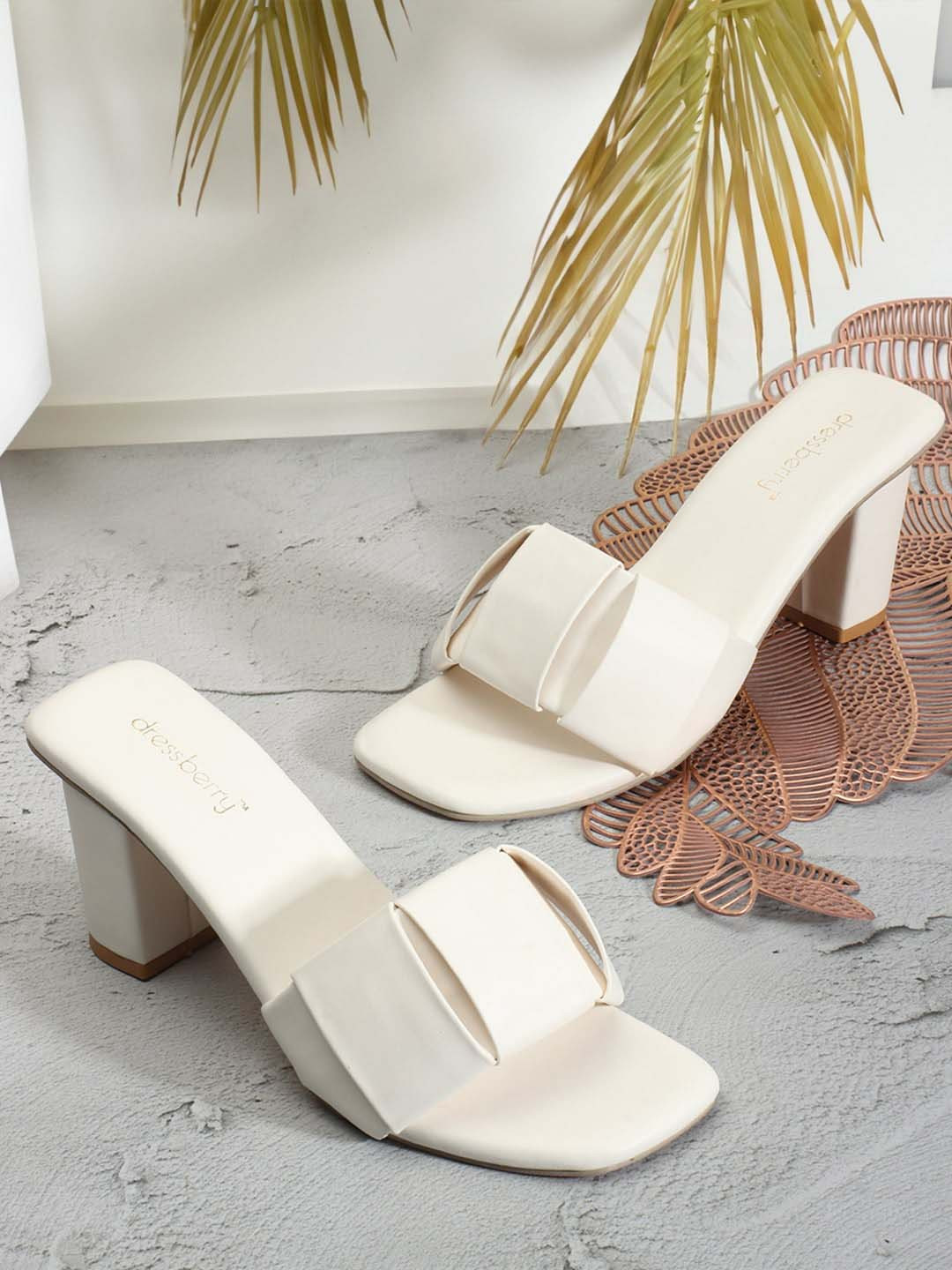 Buy DressBerry White Open Toe Block Heels - Heels for Women 27192318 ...