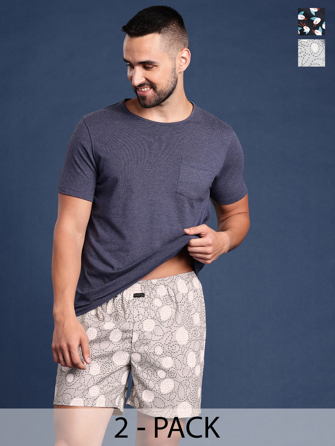 Buy Mast & Harbour Men Pack Of 2 Printed Pure Cotton Boxers - Boxers ...