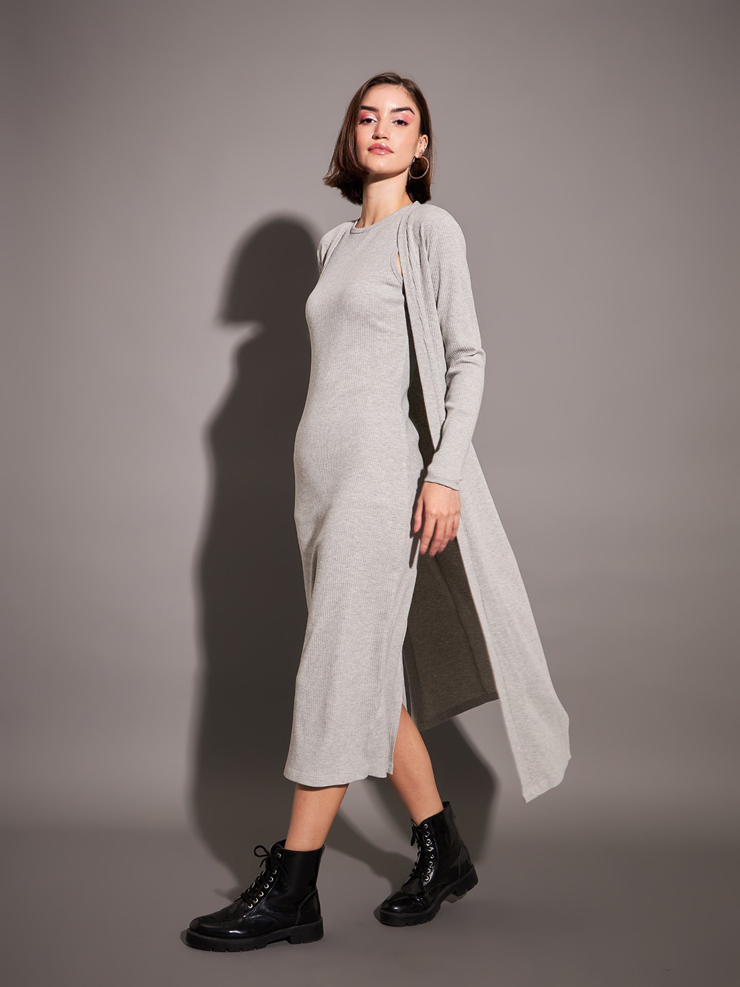 Buy SASSAFRAS Bodycon Midi Dress With Shrug - Dresses for Women ...